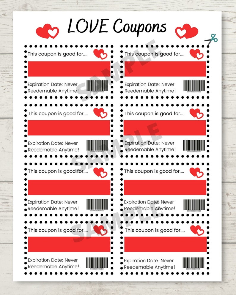 LOVE Coupons, Printable LOVE Coupons, Valentines Gift, Love Coupons for ...