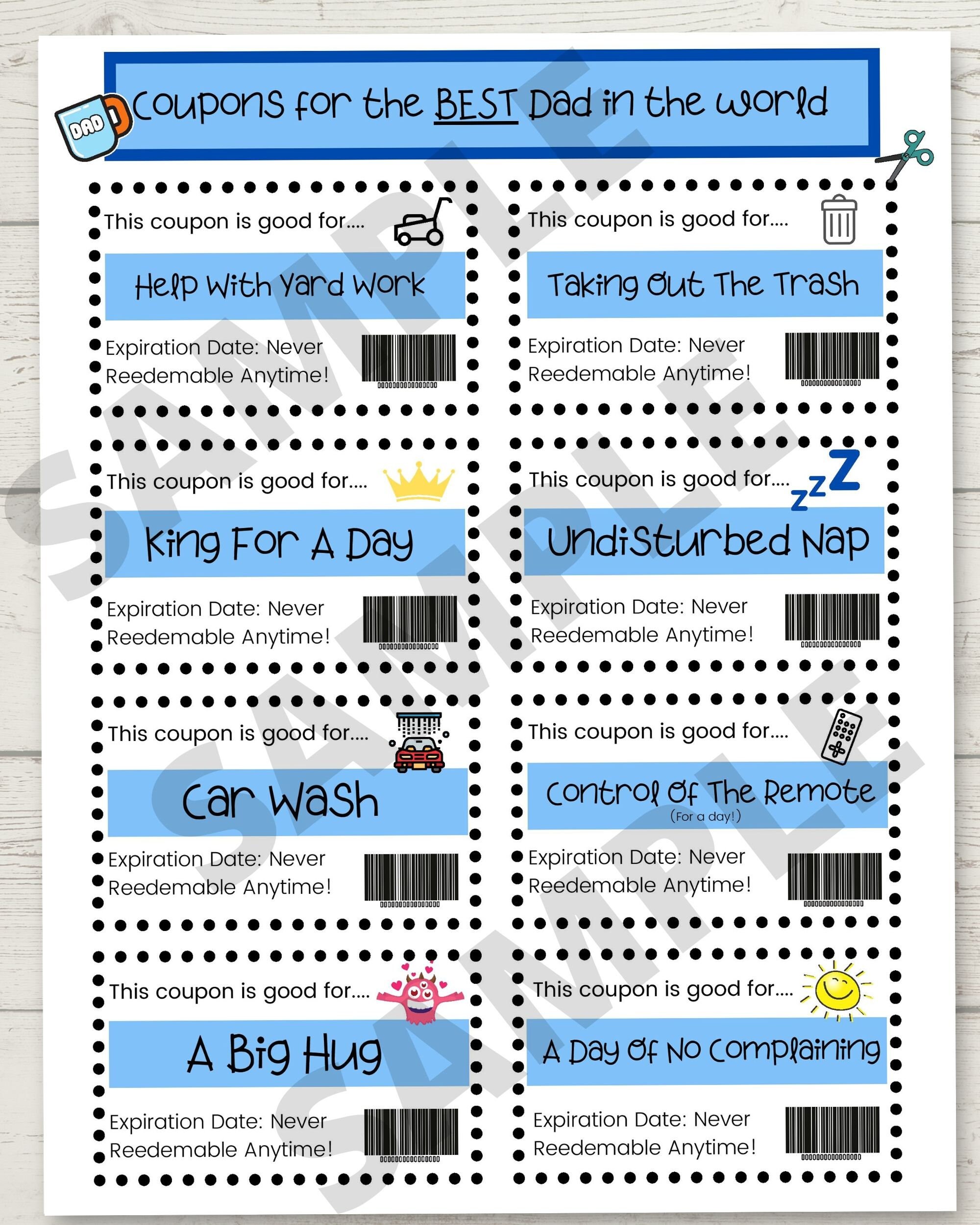 Fathers Day Coupons, Fathers Day Printable, Dad Birthday Gift, Instant ...