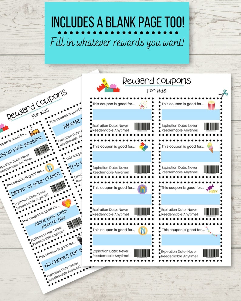 Reward Coupons for Kids! Love Coupons for Kids! Valentines Day Gift ...