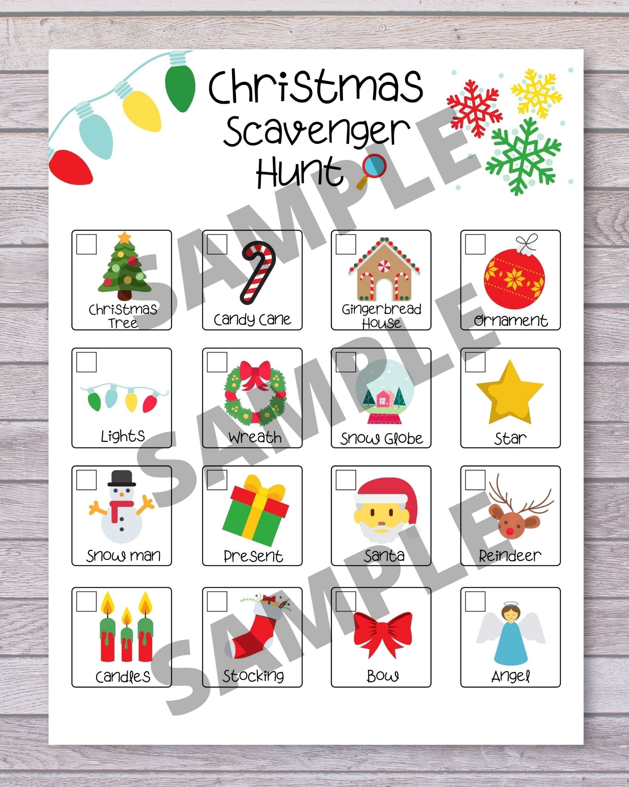 Kids Holiday Scavenger Hunt Printable, Children's Scavenger Hunt ...