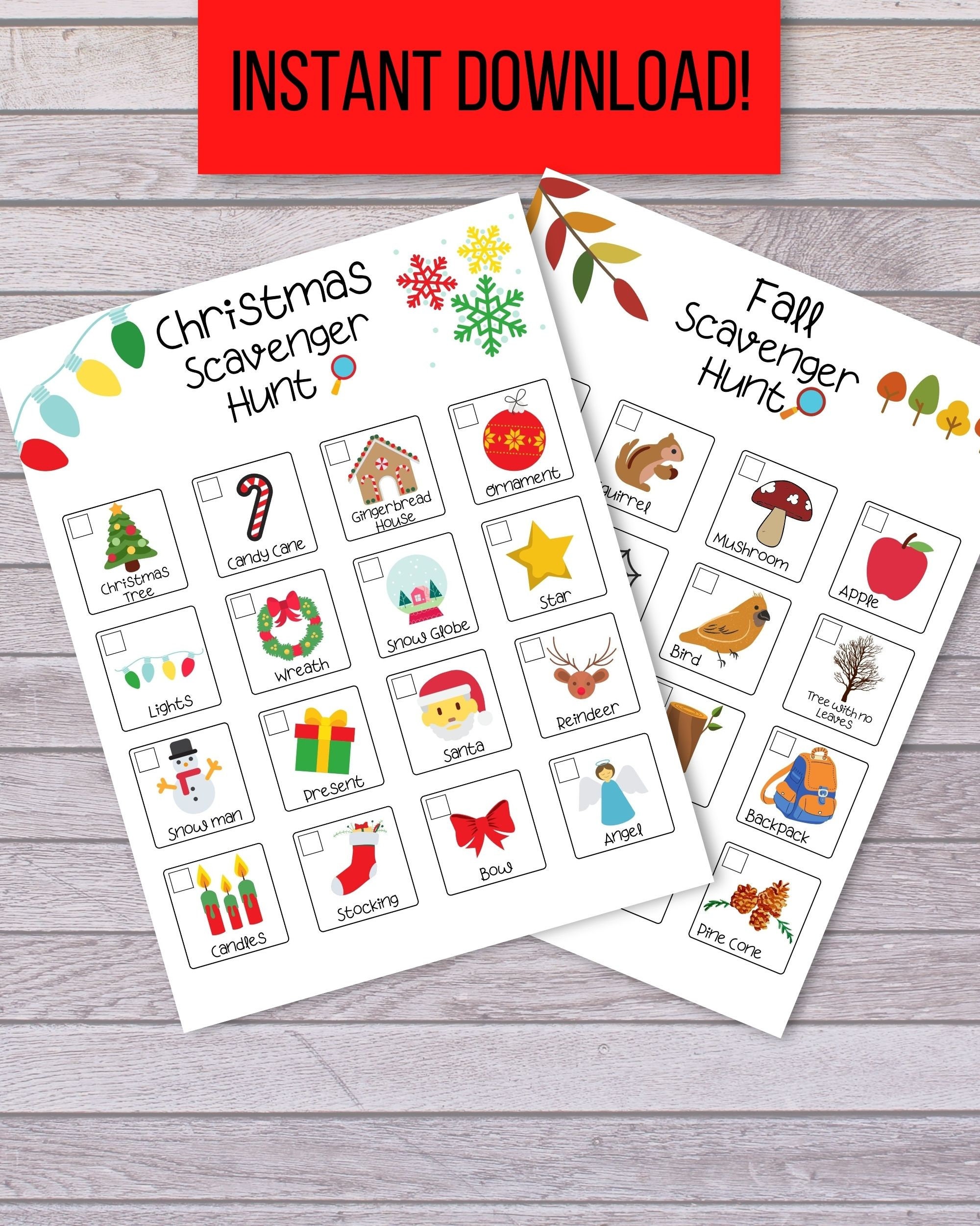 Kids Holiday Scavenger Hunt Printable, Children's Scavenger Hunt ...