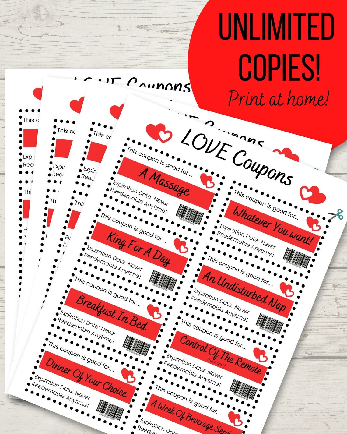 LOVE Coupons, Printable LOVE Coupons, Valentines Gift, Love Coupons for ...