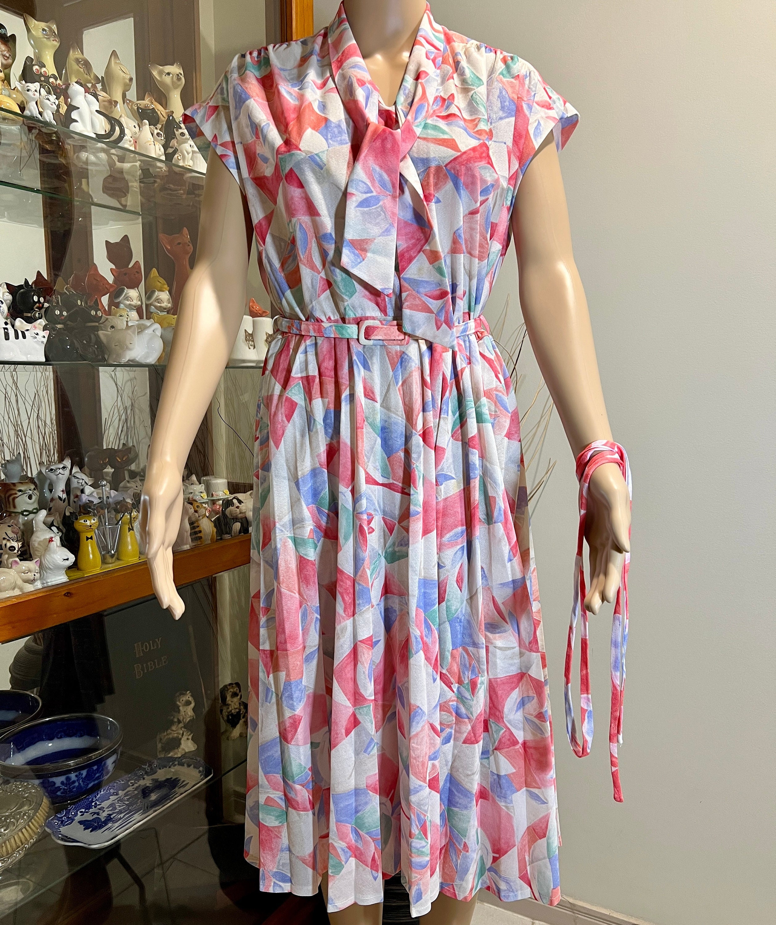 Lovely Vintage Australian osti Pleated Dress With 2 Belts - Etsy Australia