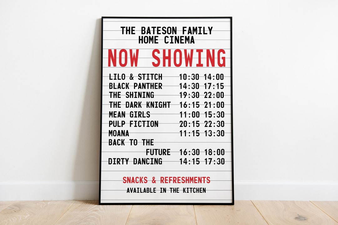 Personalised Retro Cinema Listings Poster / Vintage / Film / Movie ...