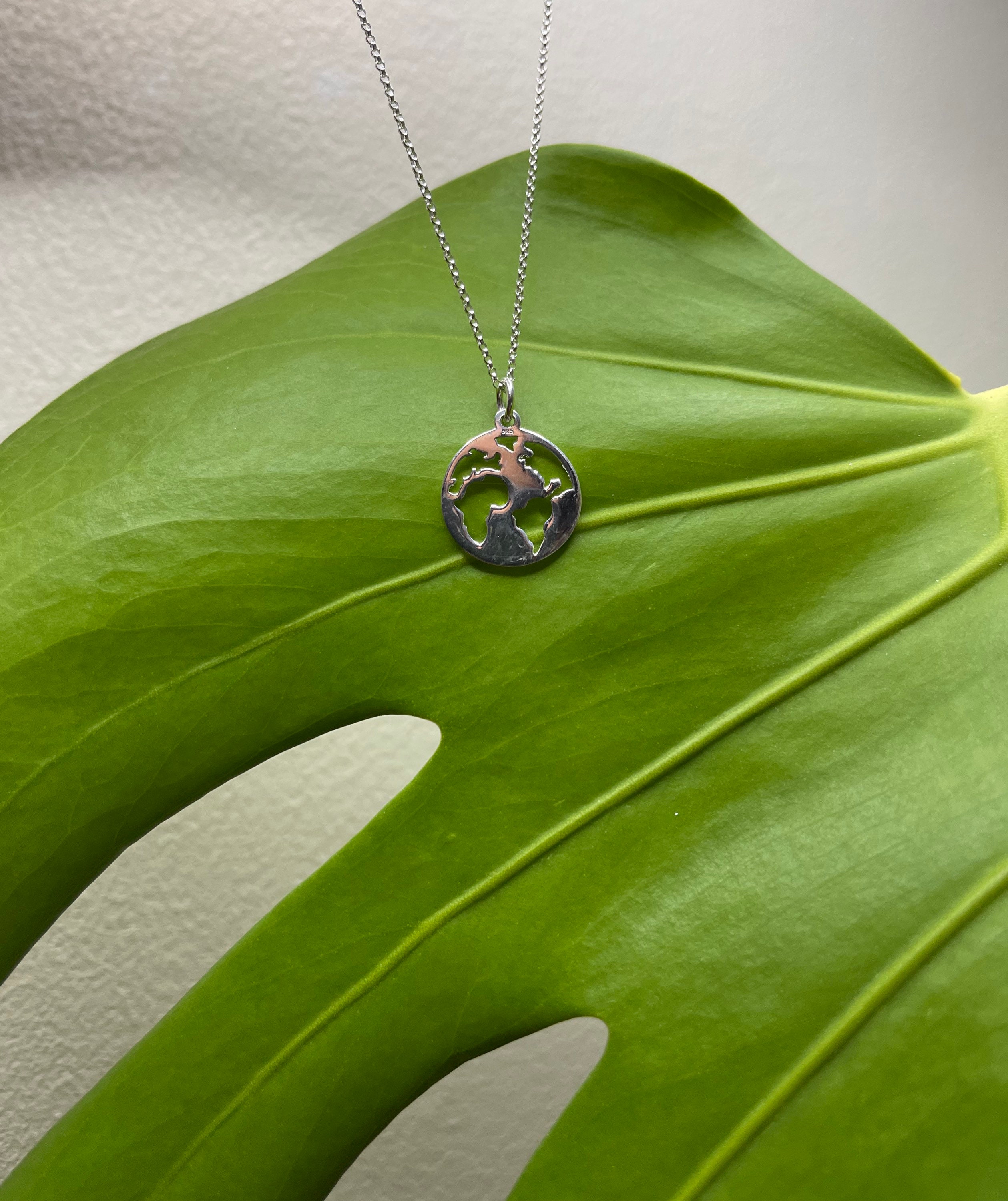 Handmade Sterling Silver World Map Pendent With Sterling Silver Chain ...