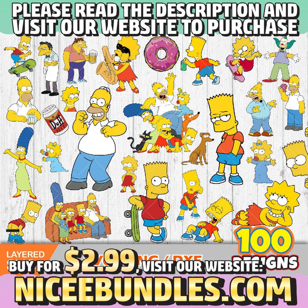 Simpsons Clip Art Bundle, Simpsons Svg Cut Files for Cricut ...