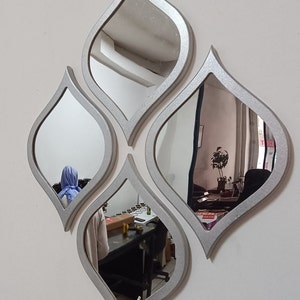 Tear Drop Mirrors Big Size Pack 3D Engraved Wood Frame Mirrors Hangable ...