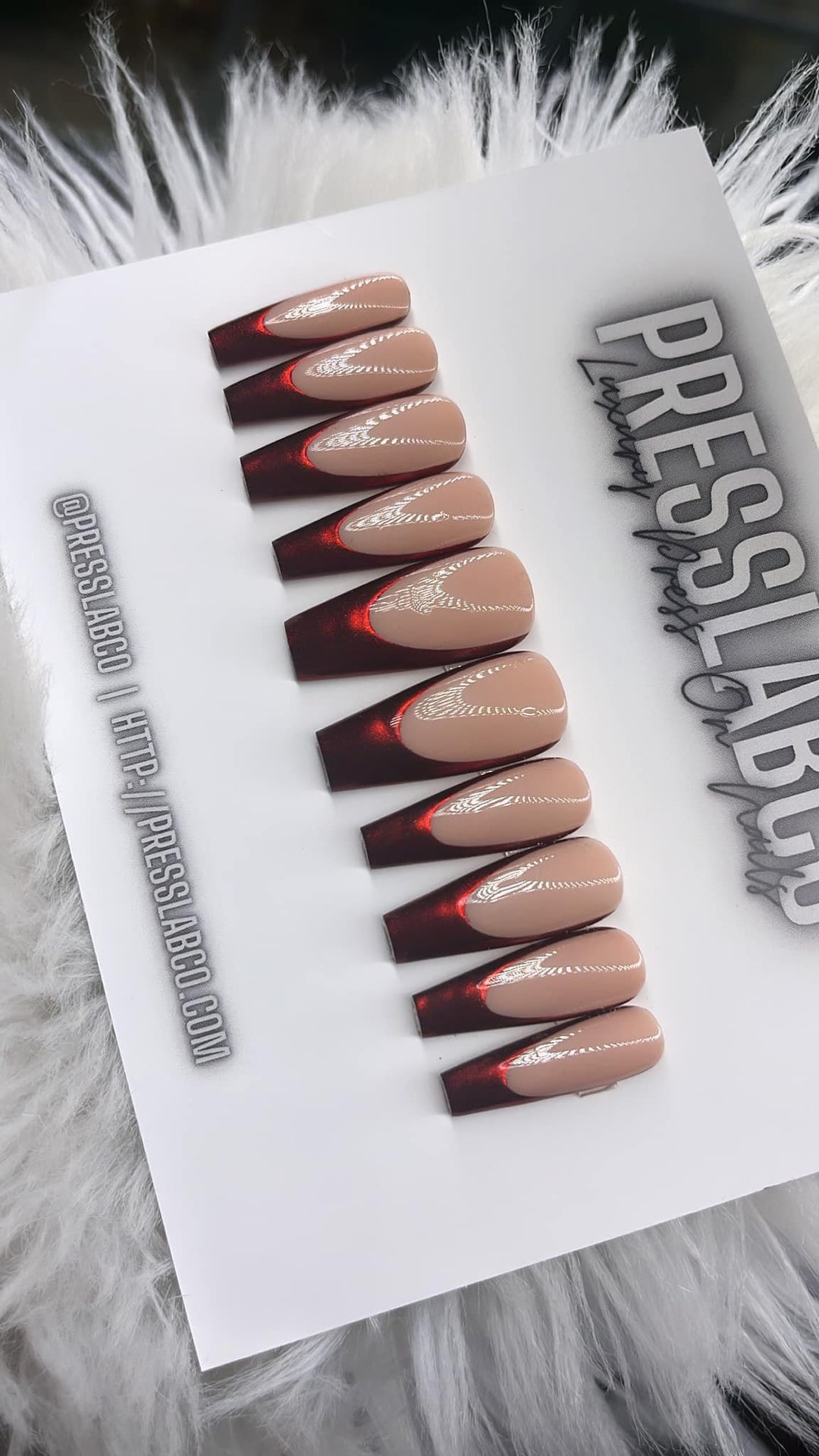 Ruby Chrome Red French Tip Press on Nails - Etsy