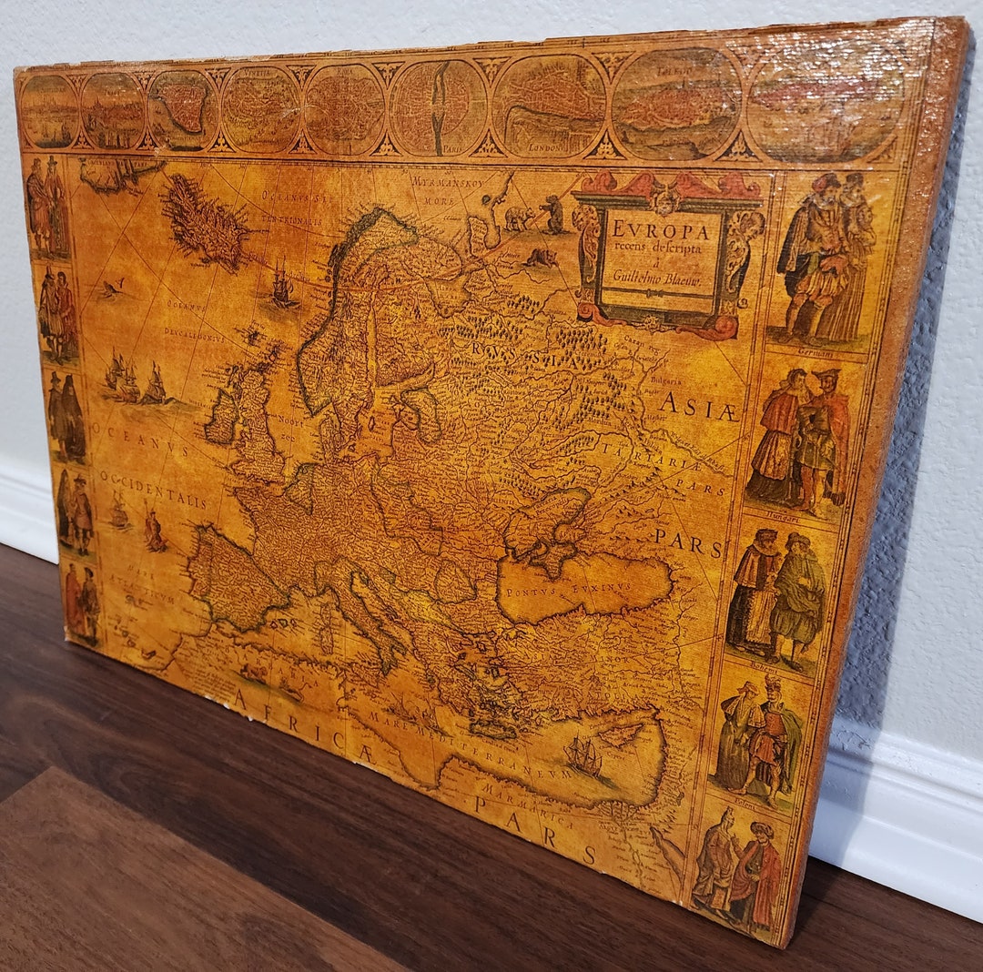 Antique European Map on Wood - Etsy