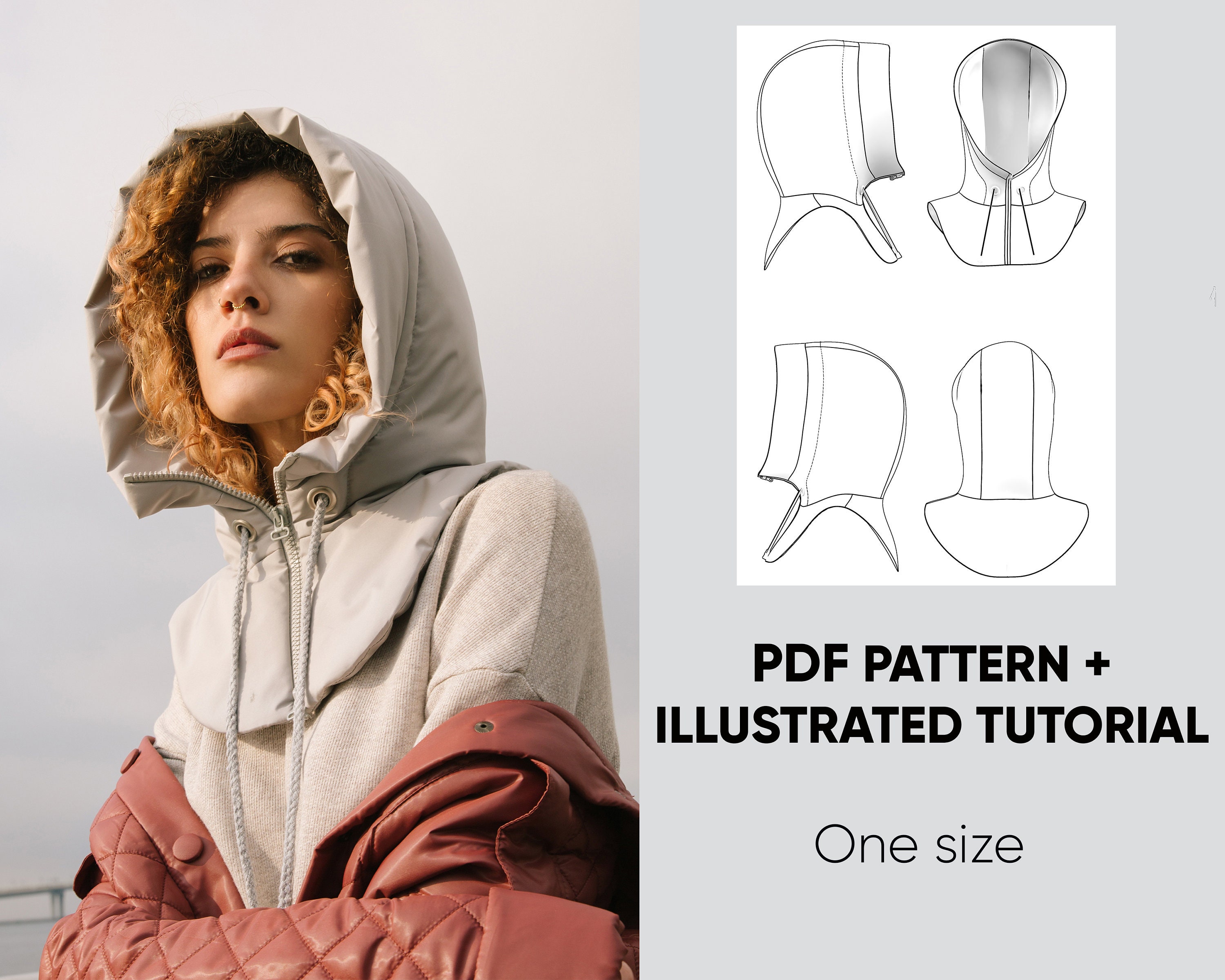 Insulated women's hood PDF sewing pattern Model 784 | Etsy