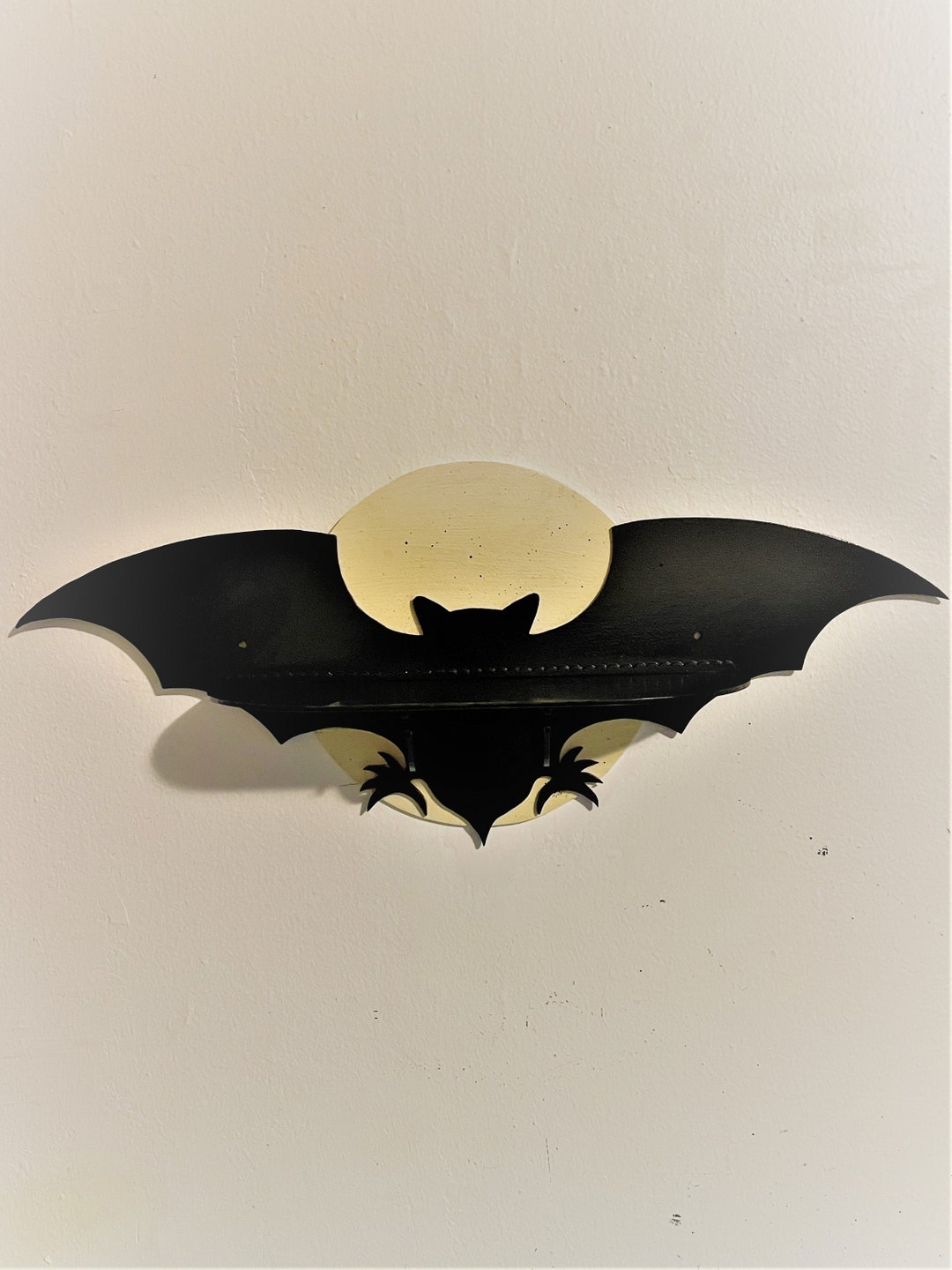 Handmade Wooden Wall Shelf BAT and the Sun. Home and Office Interior ...