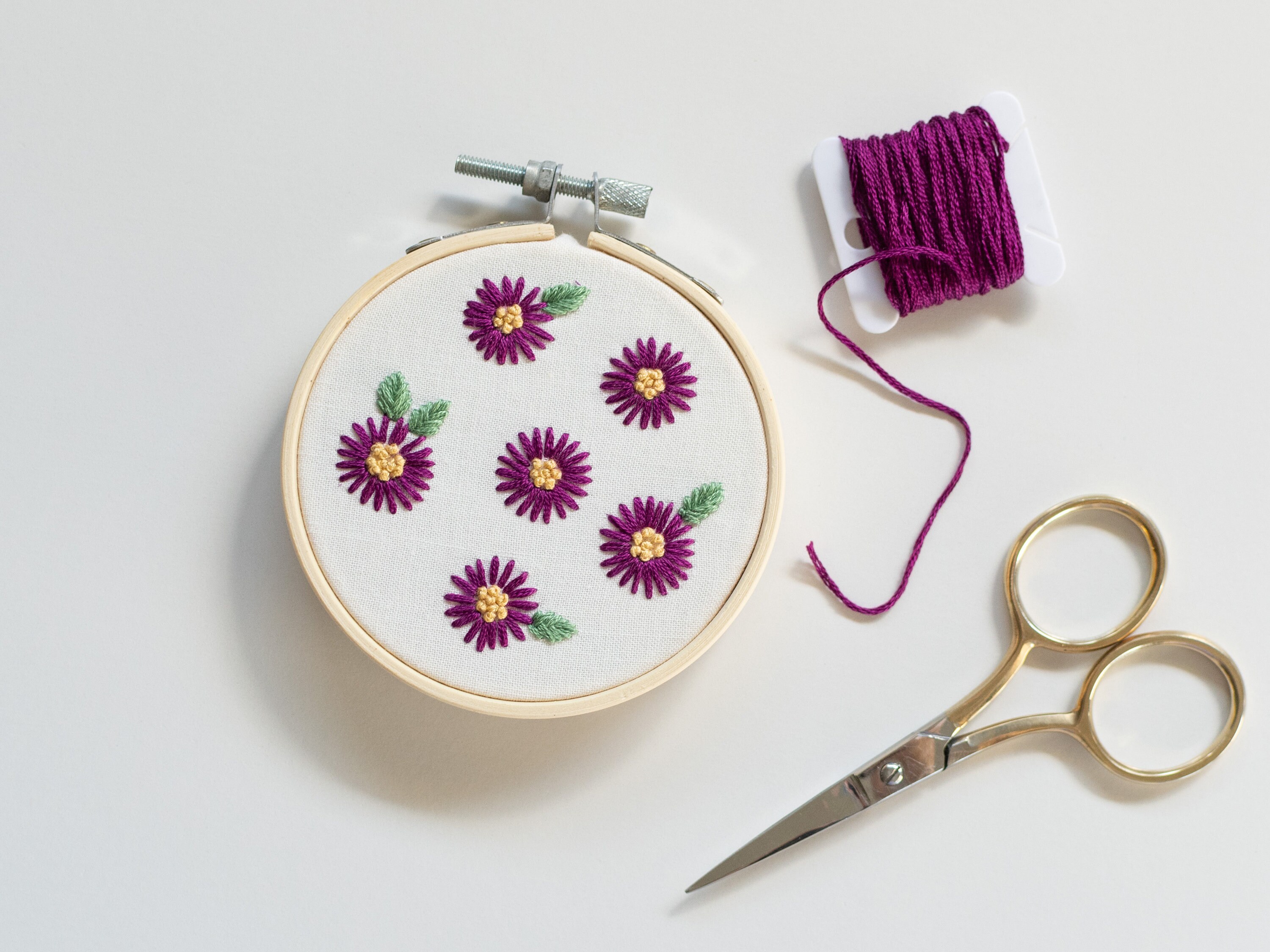 Aster Flower Embroidery Art Minimalistic Wall Decor - Etsy