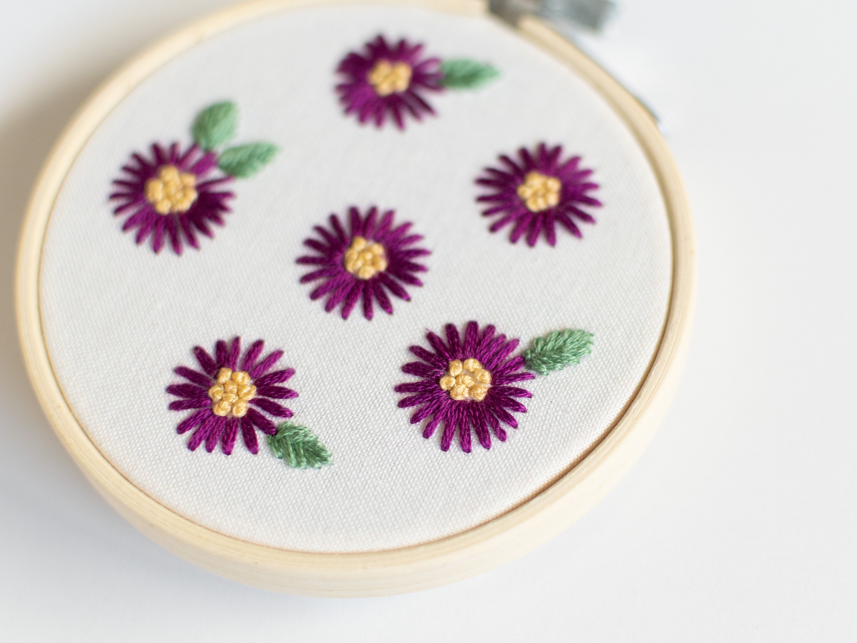 Aster Flower Embroidery Art Minimalistic Wall Decor - Etsy