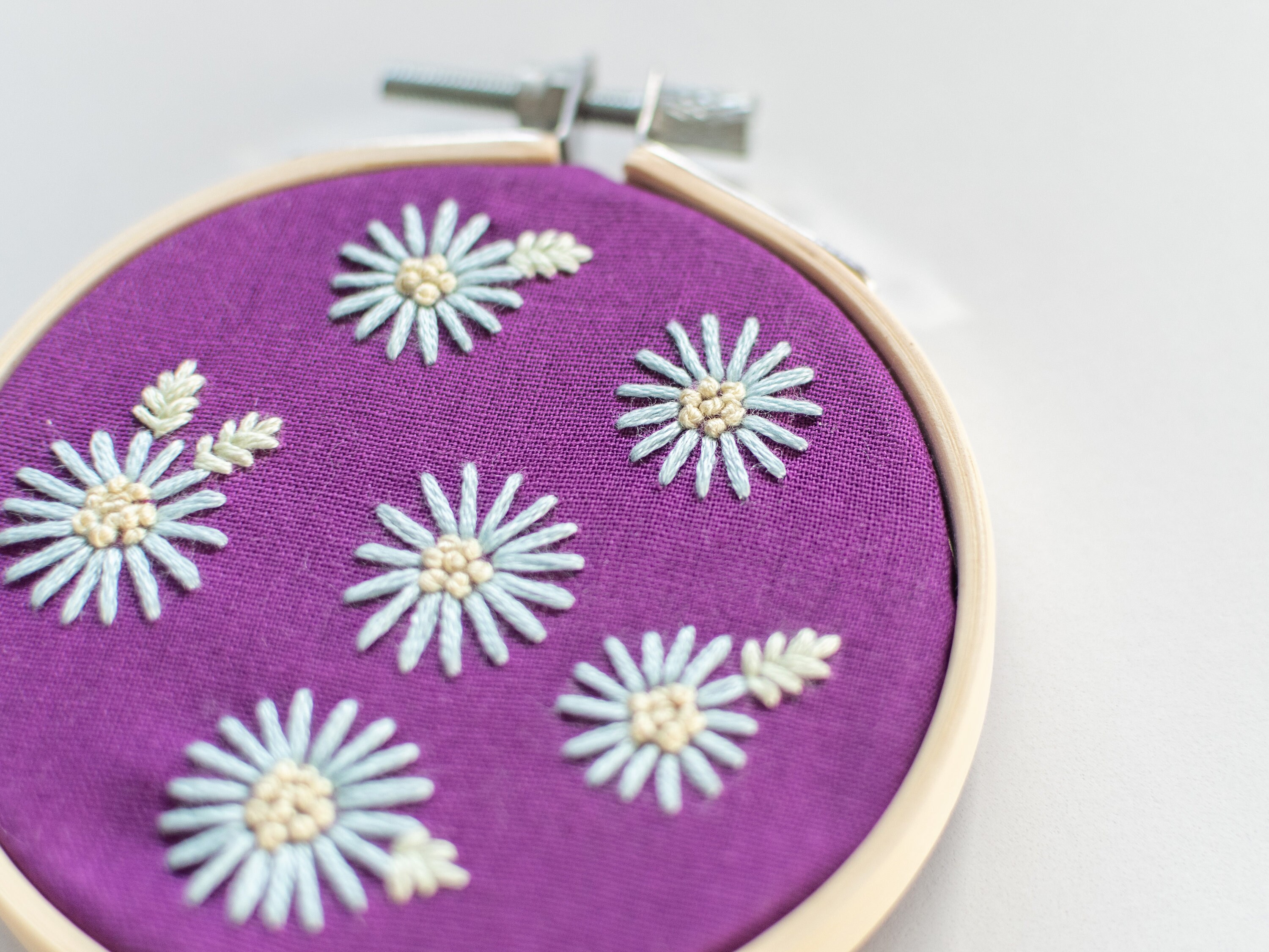 Aster Flower Embroidery Art Minimalistic Wall Decor - Etsy