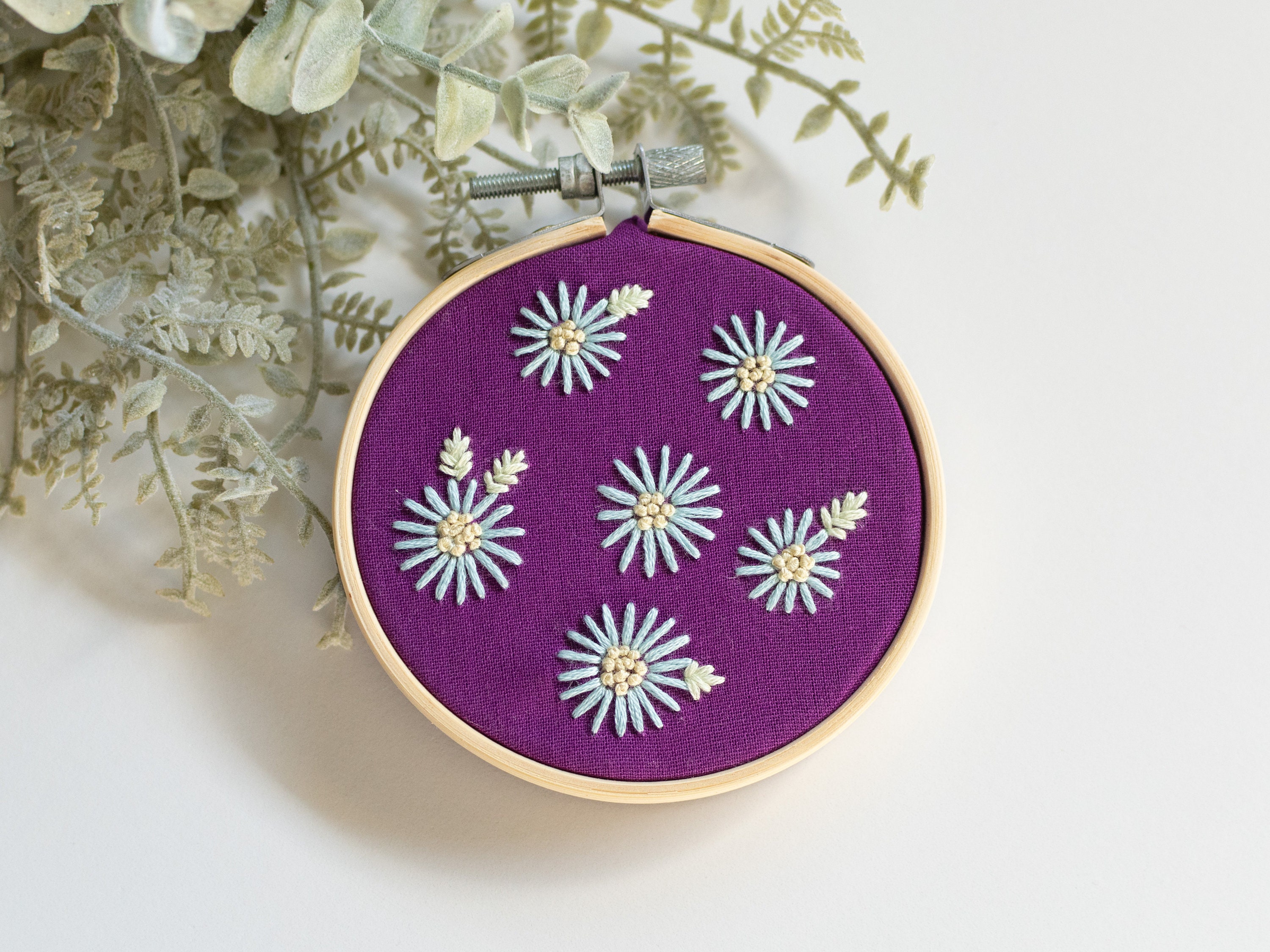 Aster Flower Embroidery Art Minimalistic Wall Decor - Etsy