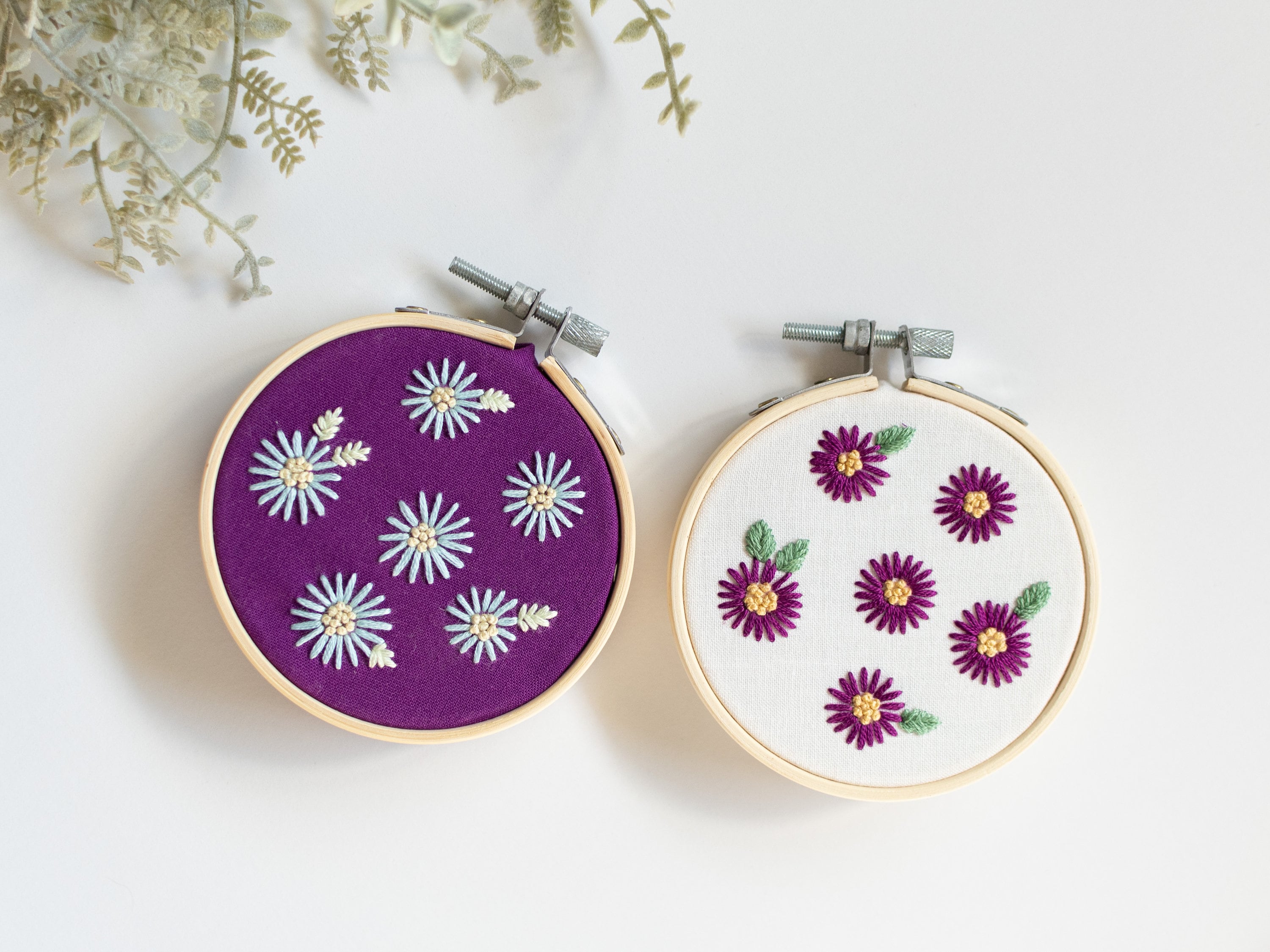 Aster Flower Embroidery Art Minimalistic Wall Decor - Etsy