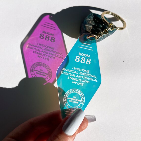 Keychain 888 Retro Key Angel Numbers Keychain Holographic - Etsy