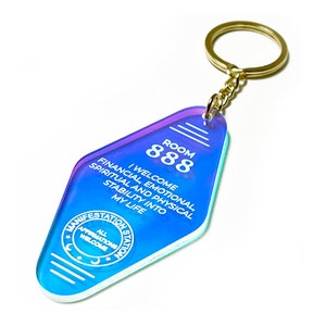 Keychain, 888, Retro Key, Angel Numbers Keychain, Holographic Keychain ...