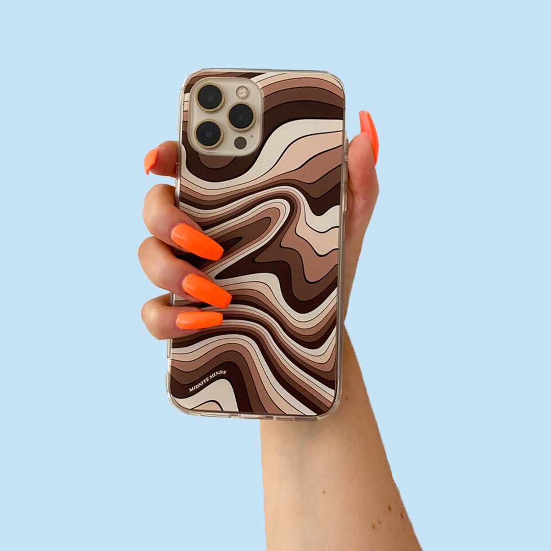 IPhone Case Aesthetic, Y2k Phone Case, Trippy Psychedelic Brown Swirls ...