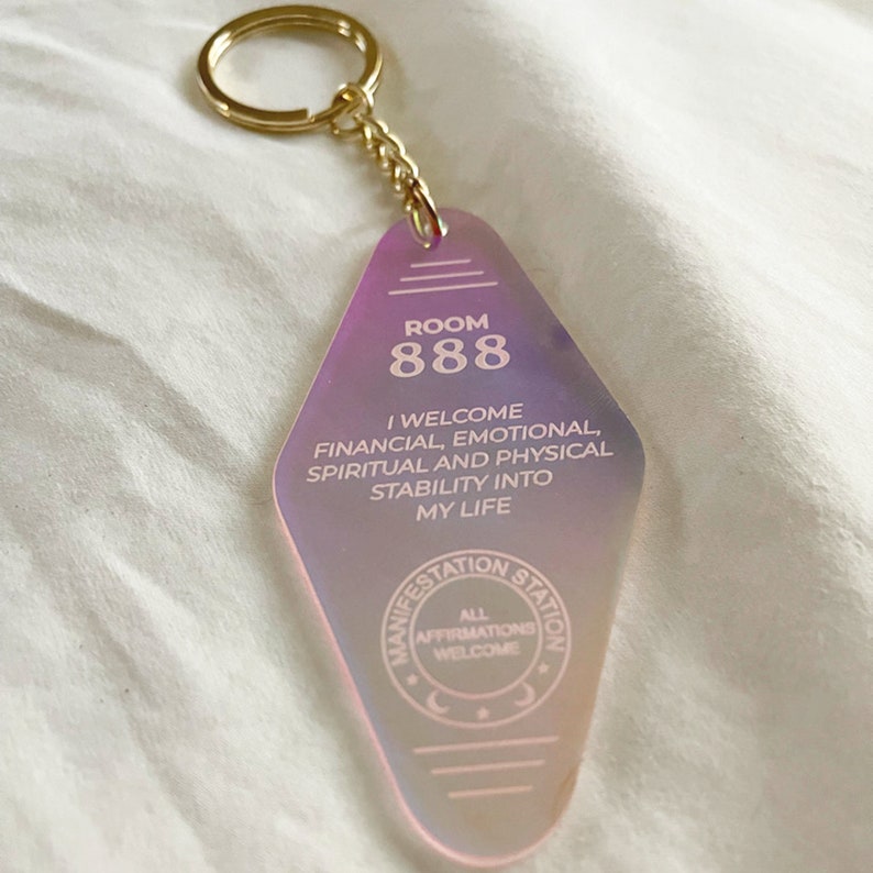 Keychain 888 Retro Key Angel Numbers Keychain Holographic - Etsy