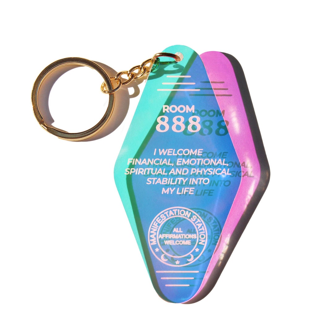 Keychain, 888, Retro Key, Angel Numbers Keychain, Holographic Keychain ...