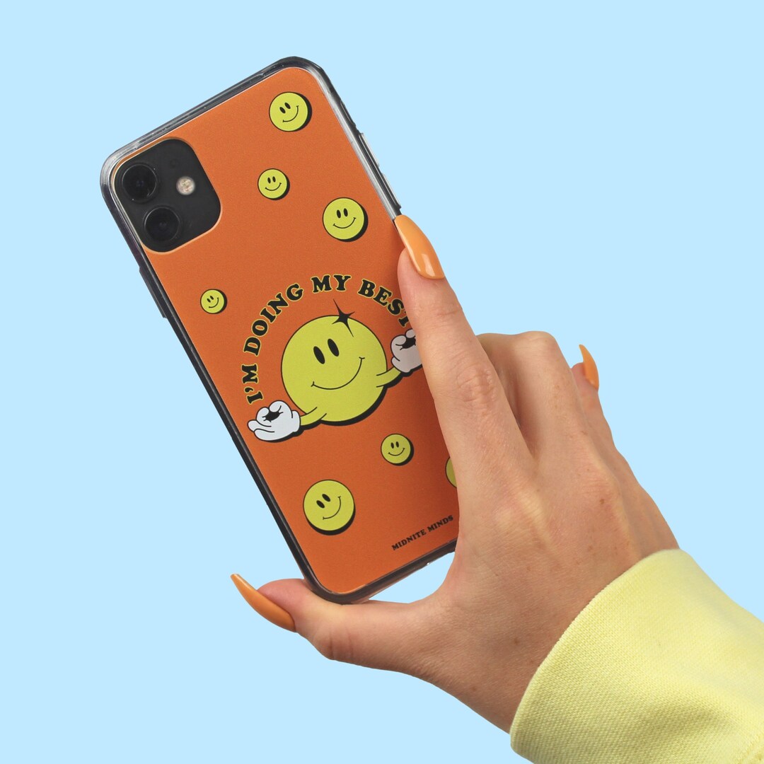 Happy Smiley Face Phone Case, Orange iPhone Case, Claims Claims Cute ...