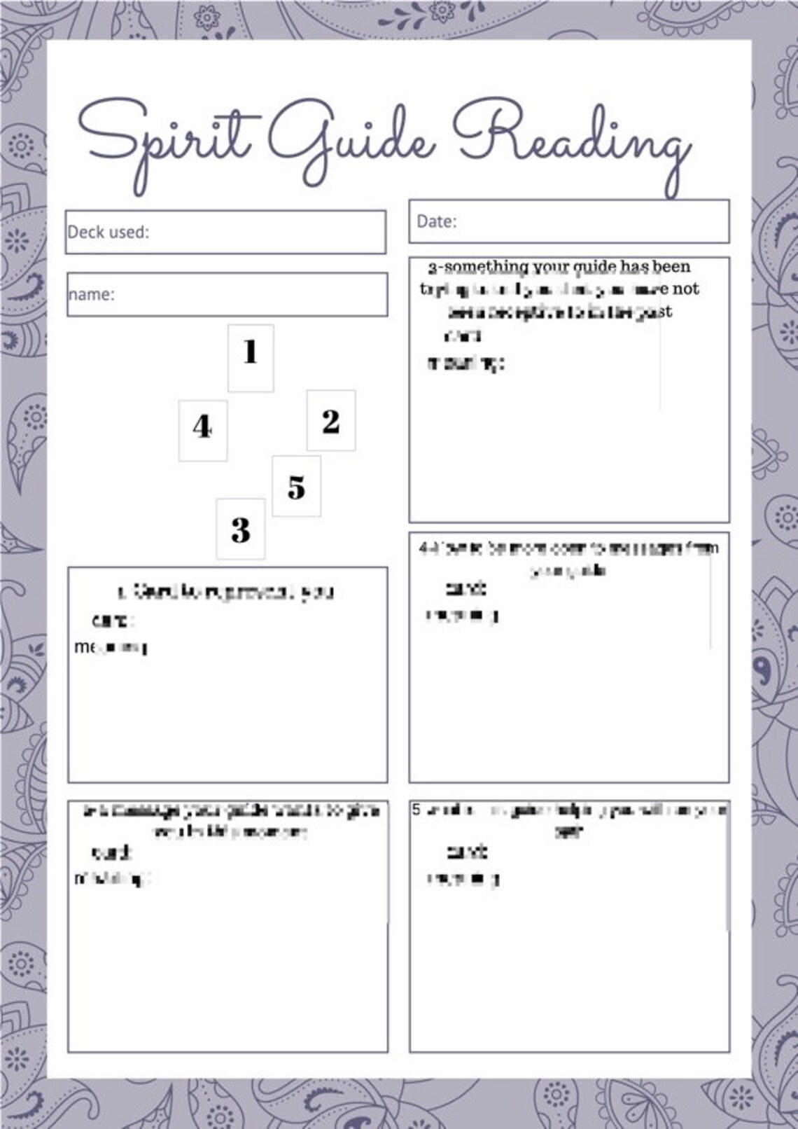 Pdf Spirit Guide Tarot Reading Template/ Cheat Sheet - Etsy