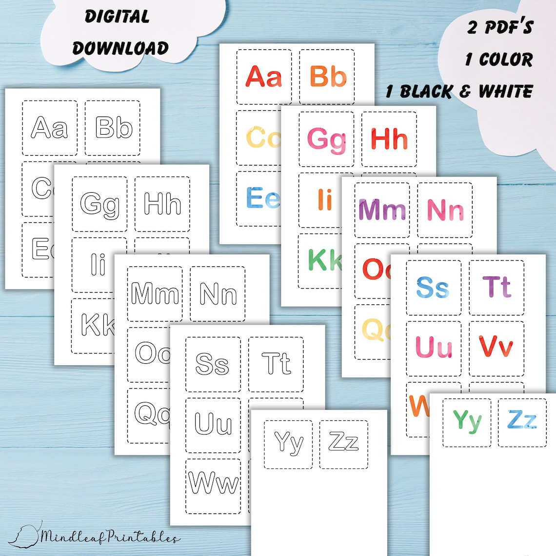ABC Flashcards Color Printable | Kids Alphabet | Modern Abcs Letter ...