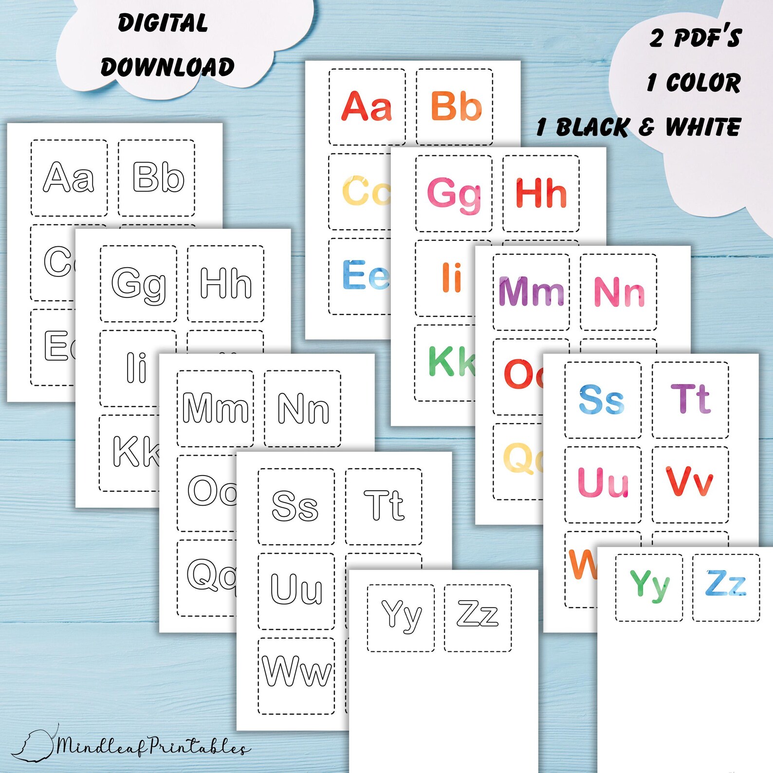 ABC Flashcards Color Printable | Kids Alphabet | Modern Abcs Letter ...