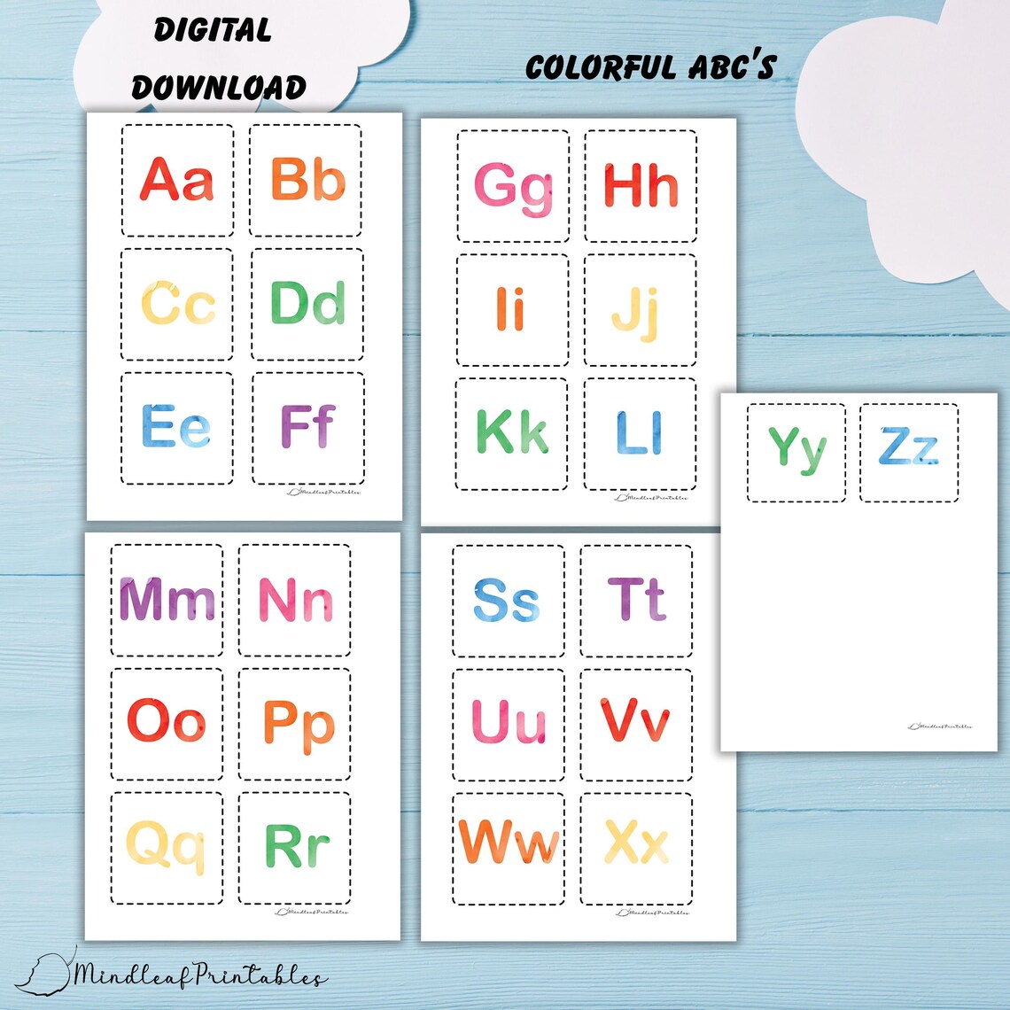 ABC Flashcards Color Printable | Kids Alphabet | Modern Abcs Letter ...