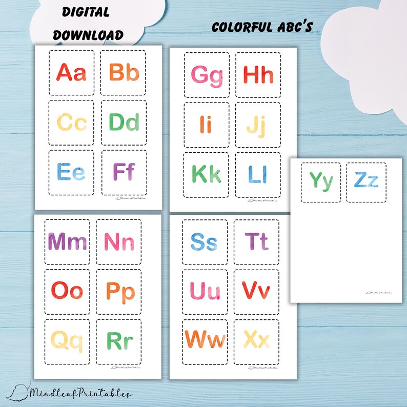ABC Flashcards Color Printable | Kids Alphabet | Modern Abcs Letter ...