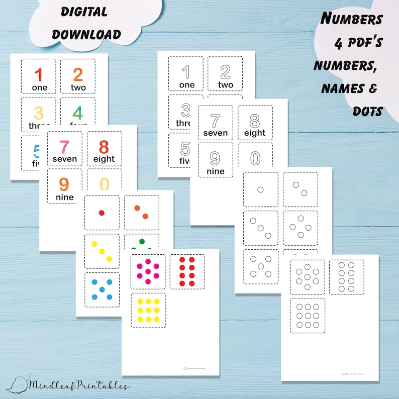 Number Flashcards Color Printable | Kids Numbers and Dots | Numbers and ...