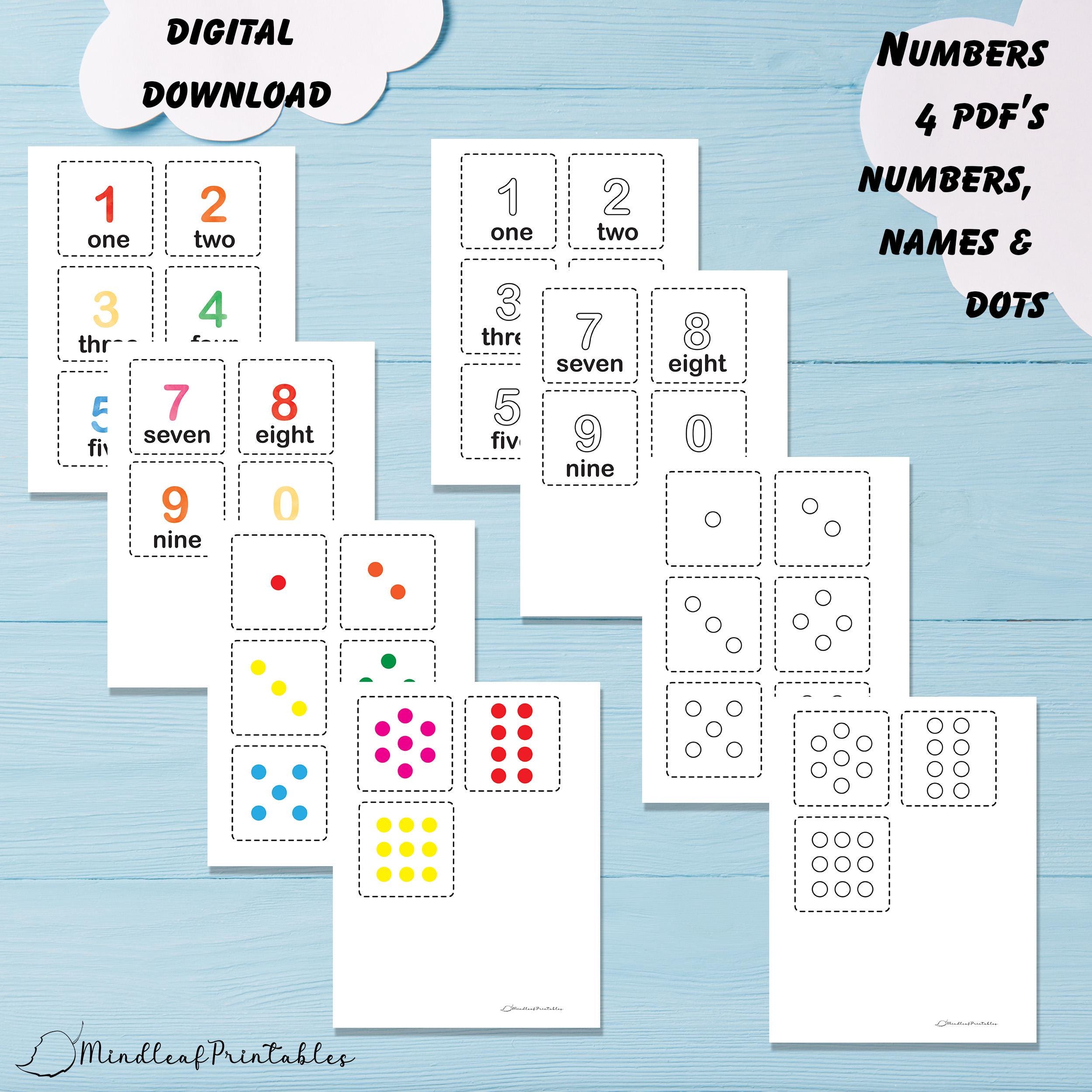 Number Flashcards Color Printable | Kids Numbers and Dots | Numbers and ...