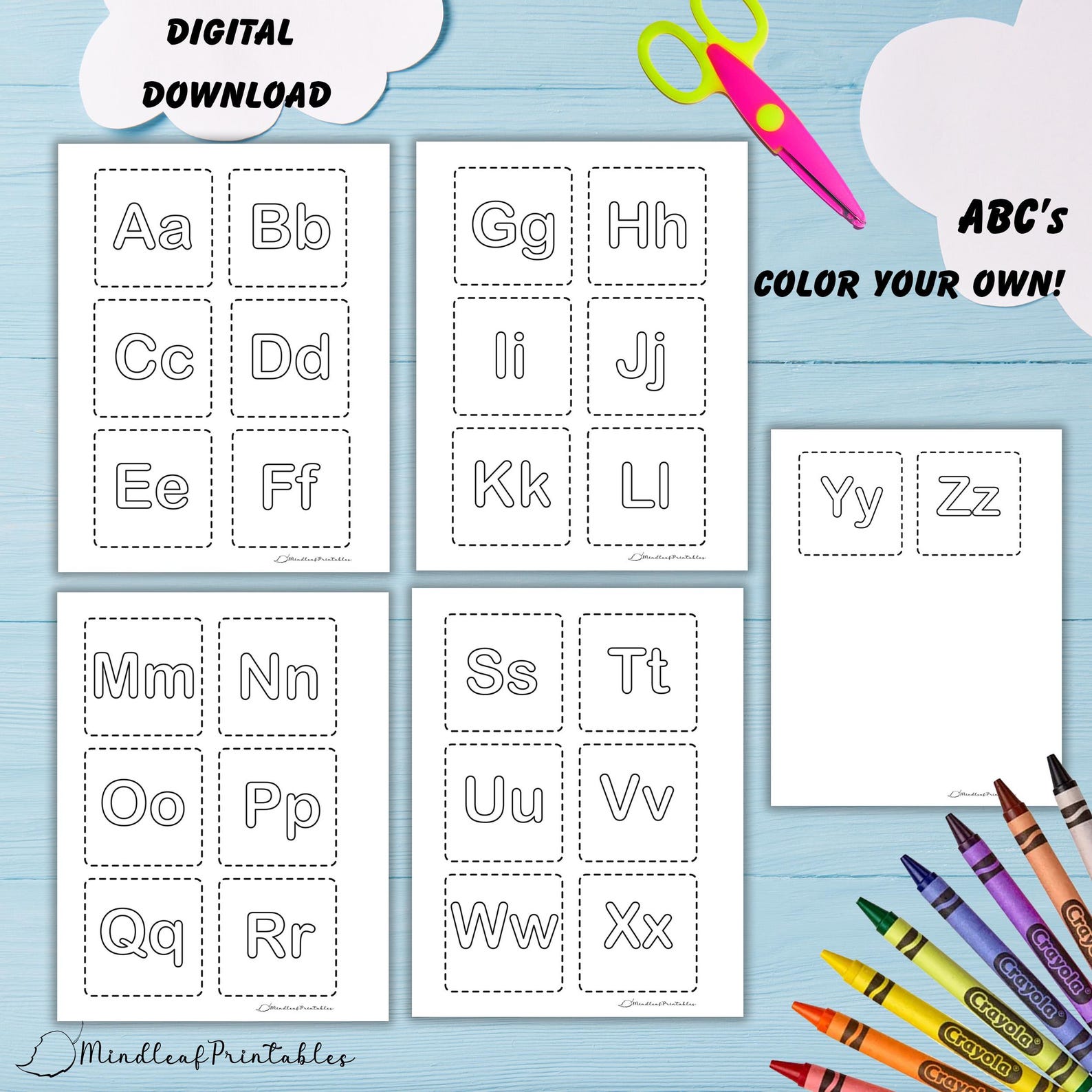 ABC Flashcards Color Printable | Kids Alphabet | Modern Abcs Letter ...