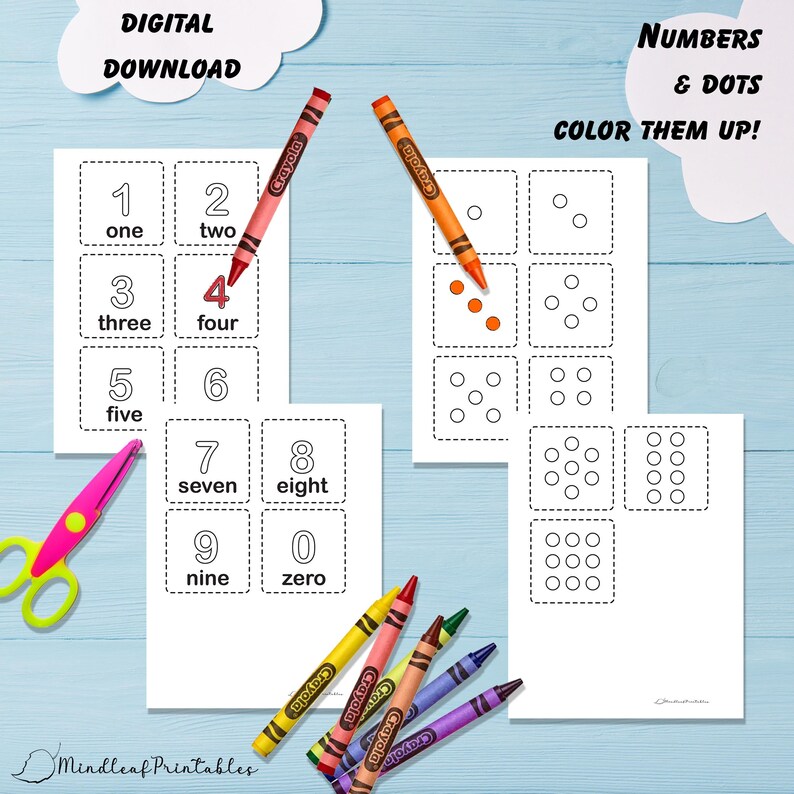 Number Flashcards Color Printable | Kids Numbers and Dots | Numbers and ...