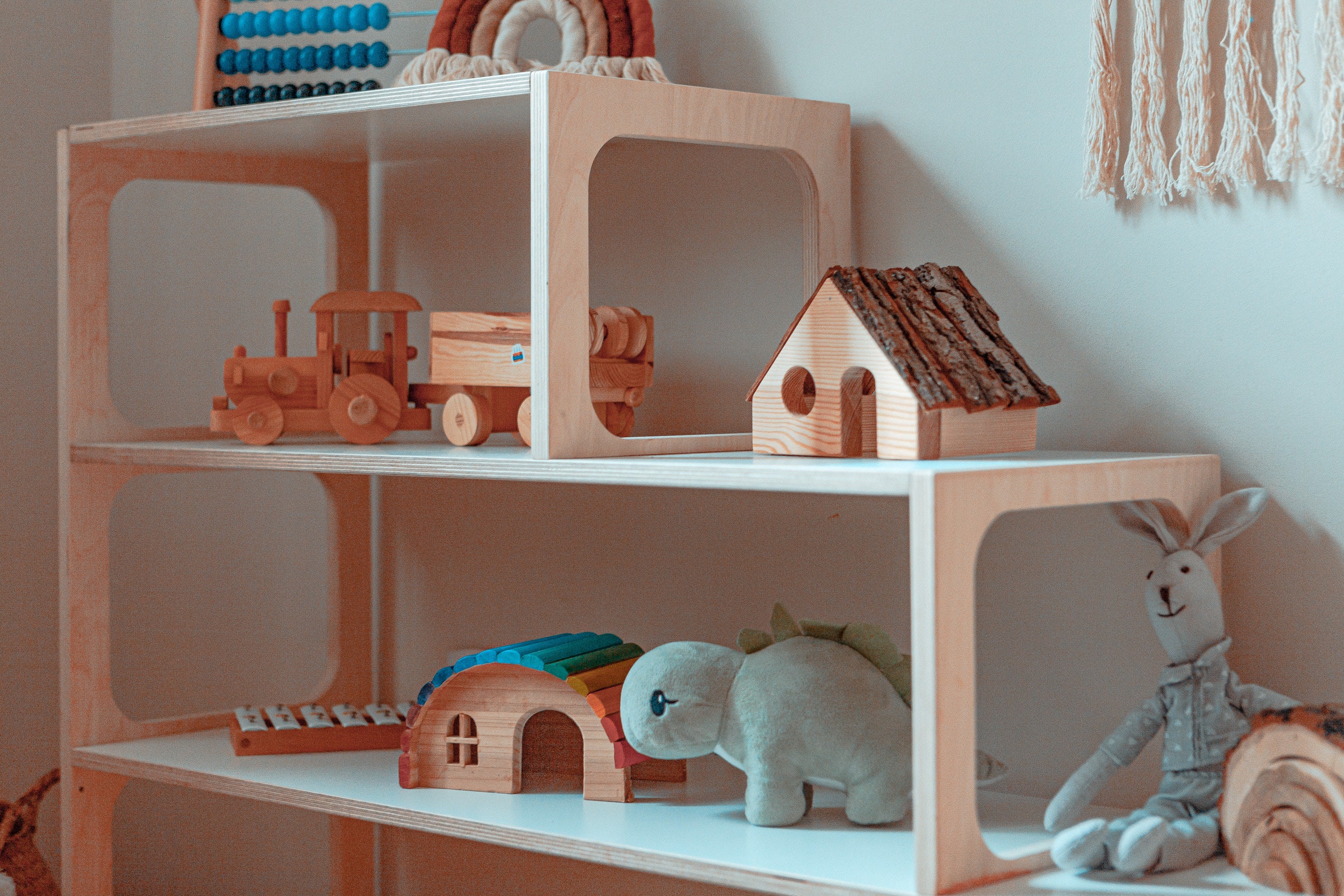 45.4 Stepped Childrens bookcase Toy shelf Lowboard | Etsy