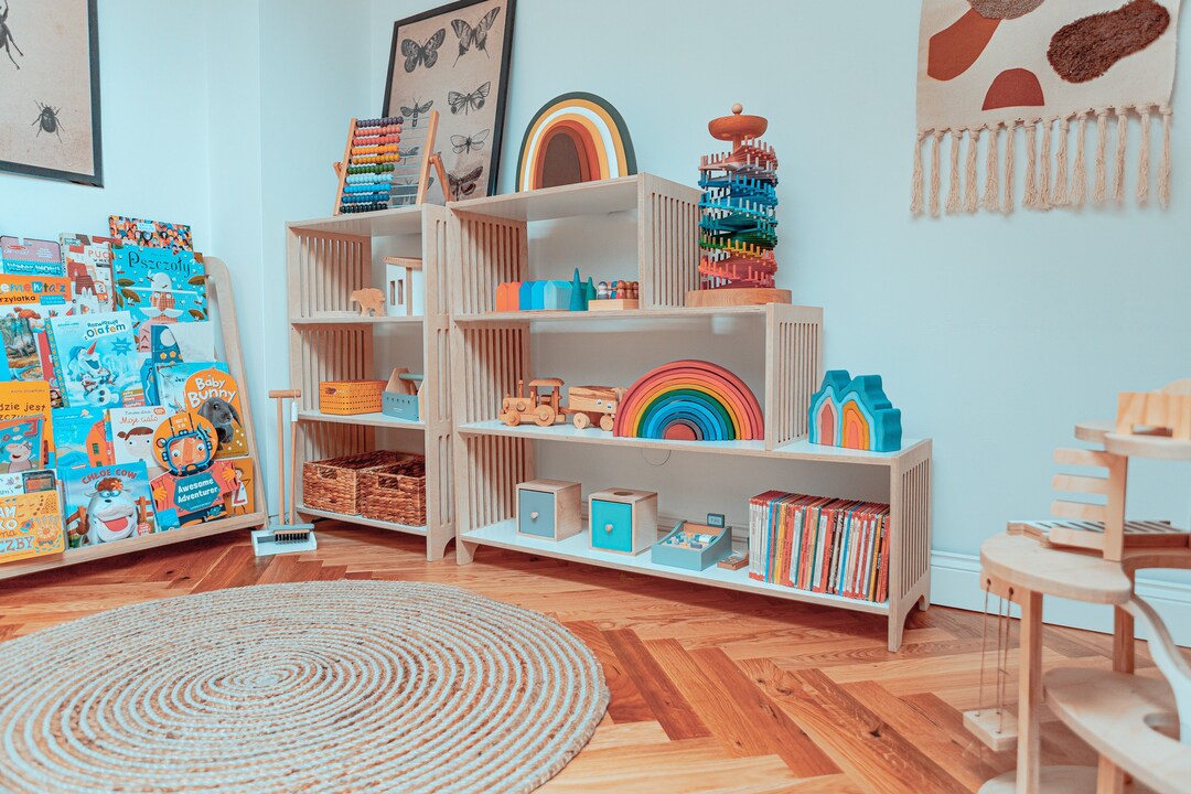 Modern Montessori Toy Storage Solution Handmade Wooden Kids Shelf - Etsy