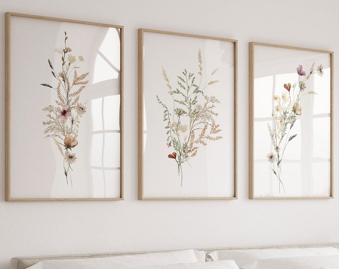 Floral Prints,flowers Set of 3 Prints,flower Print,wildflower Set of 3 ...