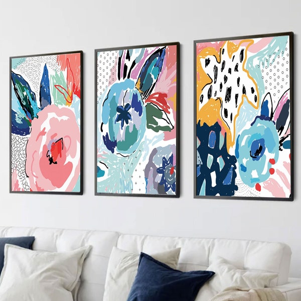 Flower Prints Set of 3 - Etsy