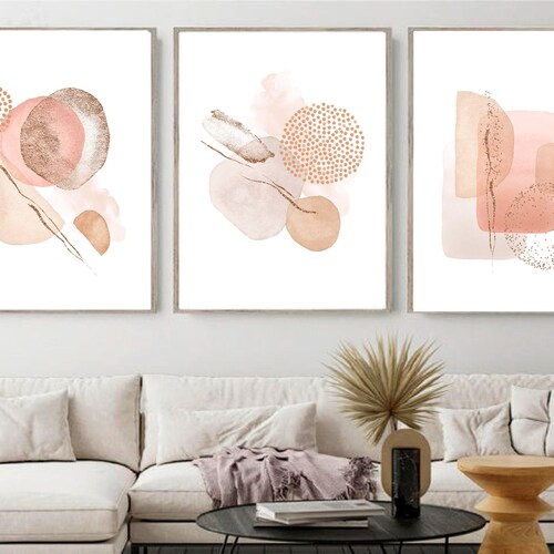 Square Print Set Living Room Wall Art Set of 3 Prints - Etsy
