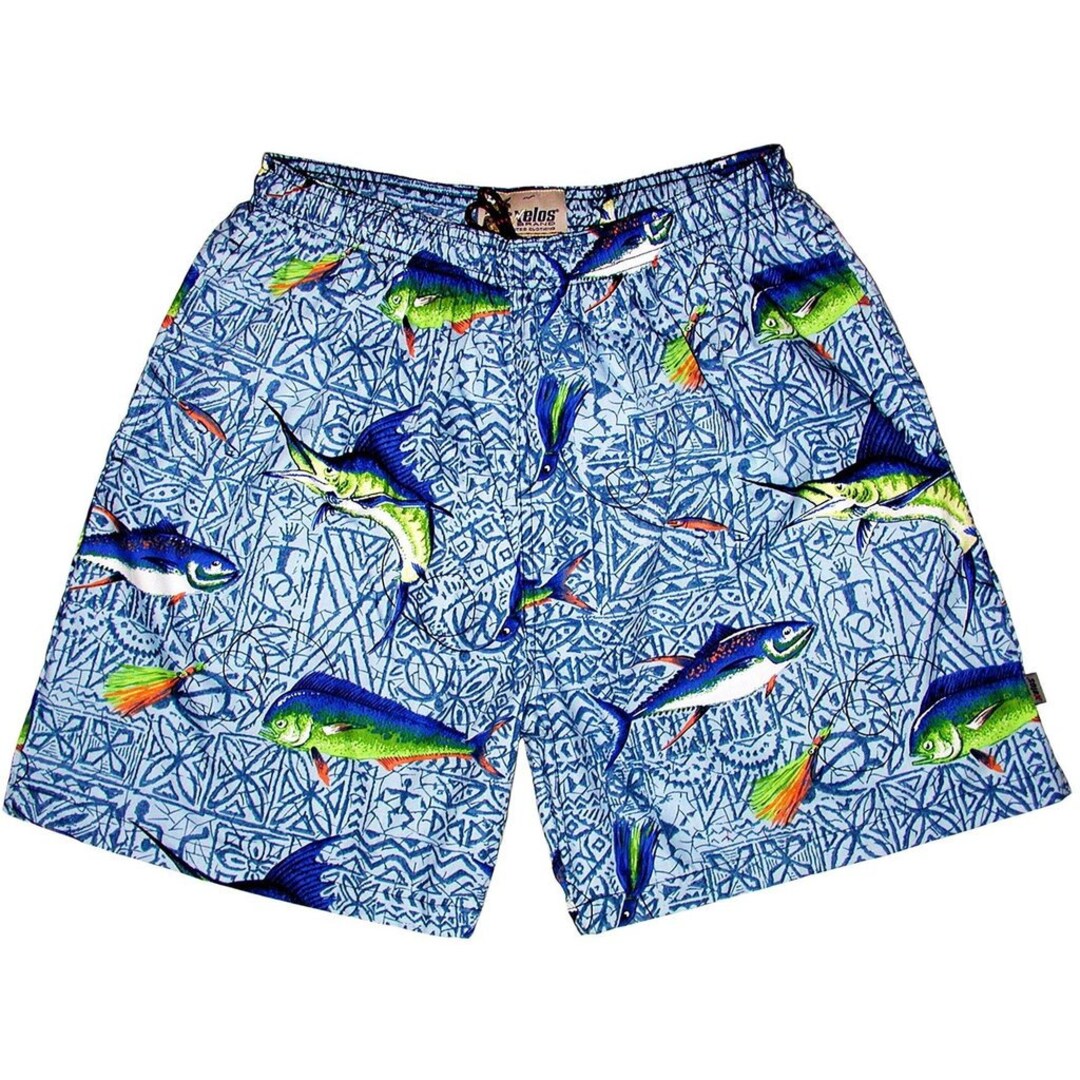 Men's Fish Print Swim Trunks | 100% Natural Cotton Fabric - Etsy