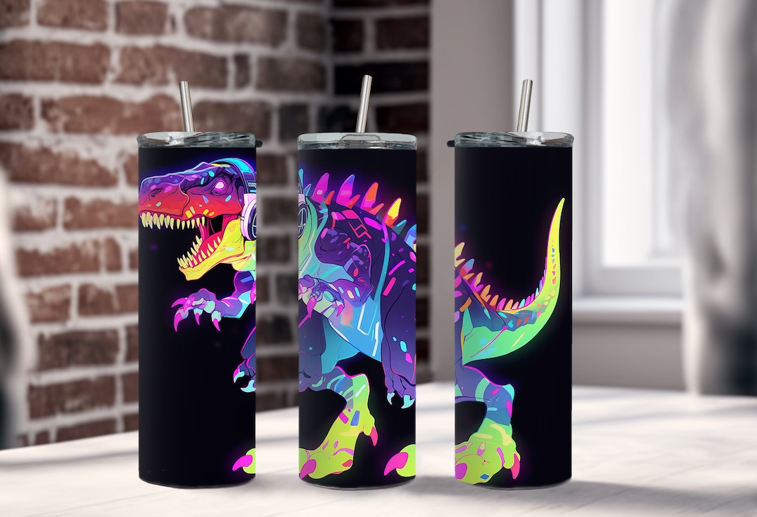 Yo Rapper Dinosaur, Neon Colors, Tumbler Designs, 20/30oz Skinny ...