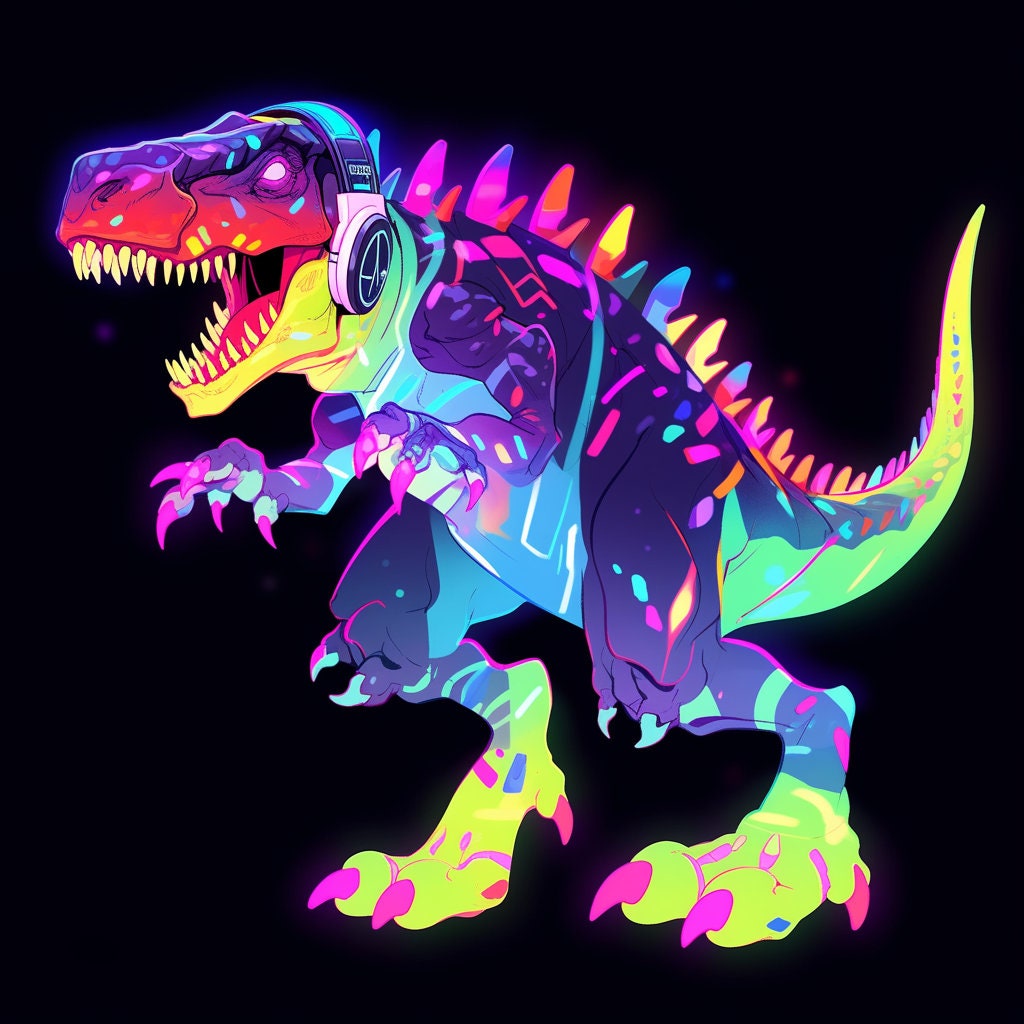 Yo Rapper Dinosaur, Neon Colors, Tumbler Designs, 20/30oz Skinny ...