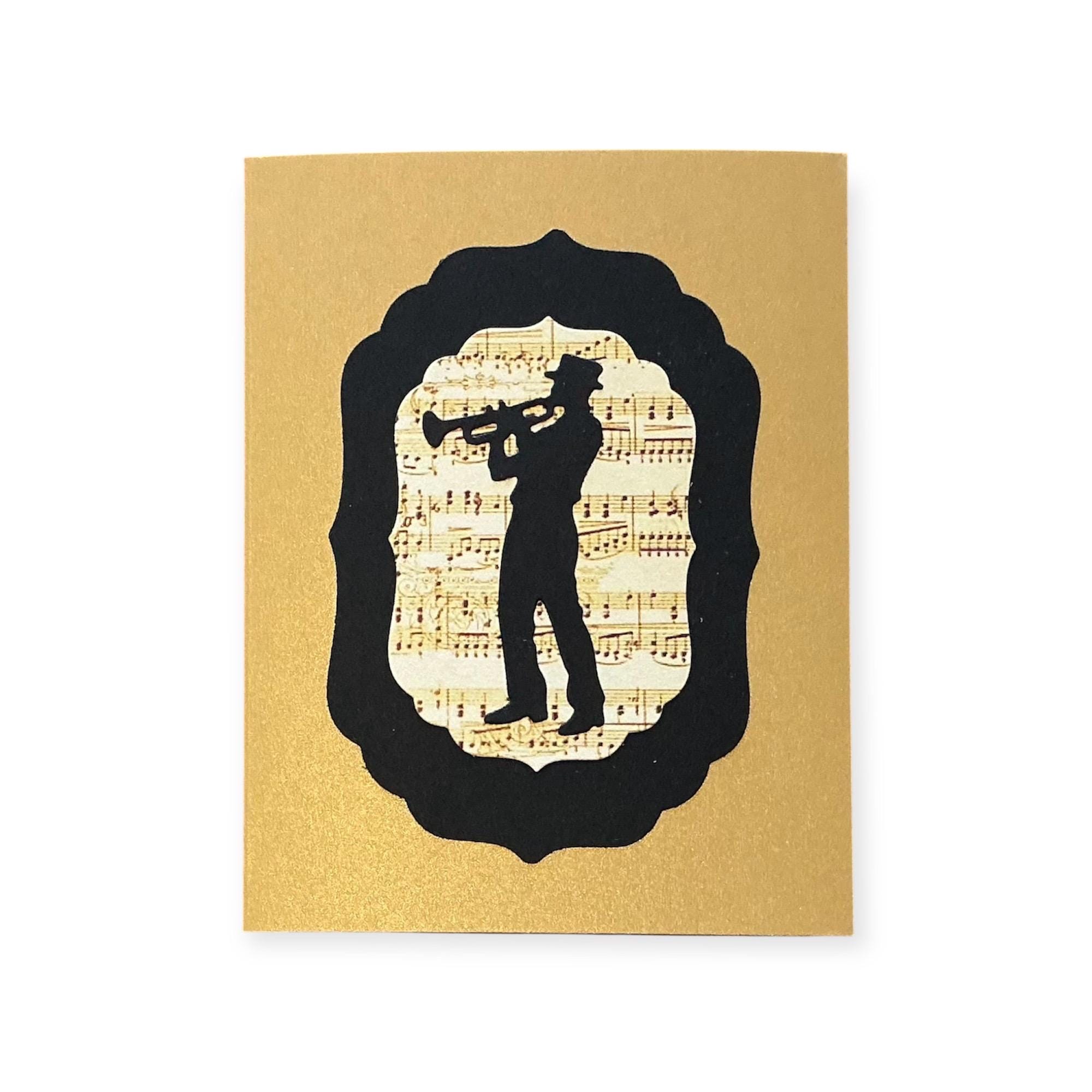 Trumpet Player Blank Note Card for Him, Handmade Card for Orchestra or ...