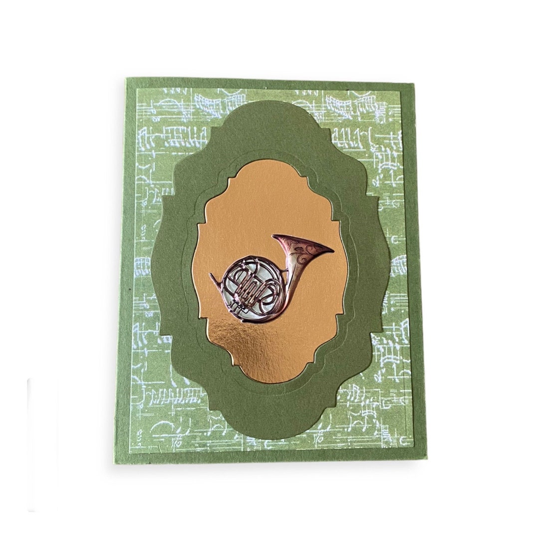 French Horn Note Card, Music Theme Greeting Card for Birthday or Thank ...