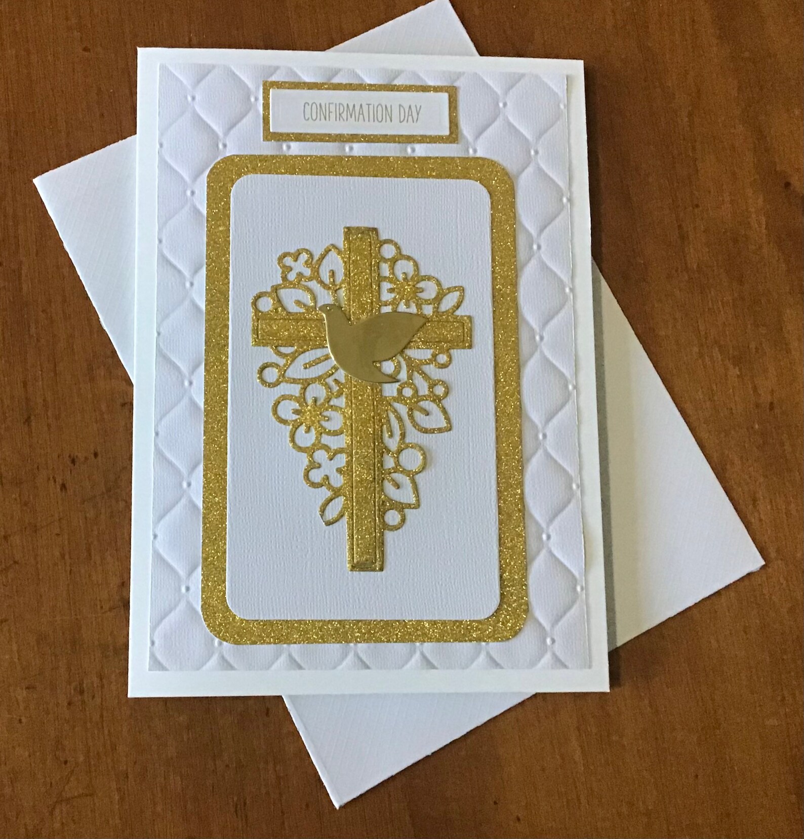 Confirmation Card, Handmade Embossed 5 X 7 Greeting Card With Gold ...