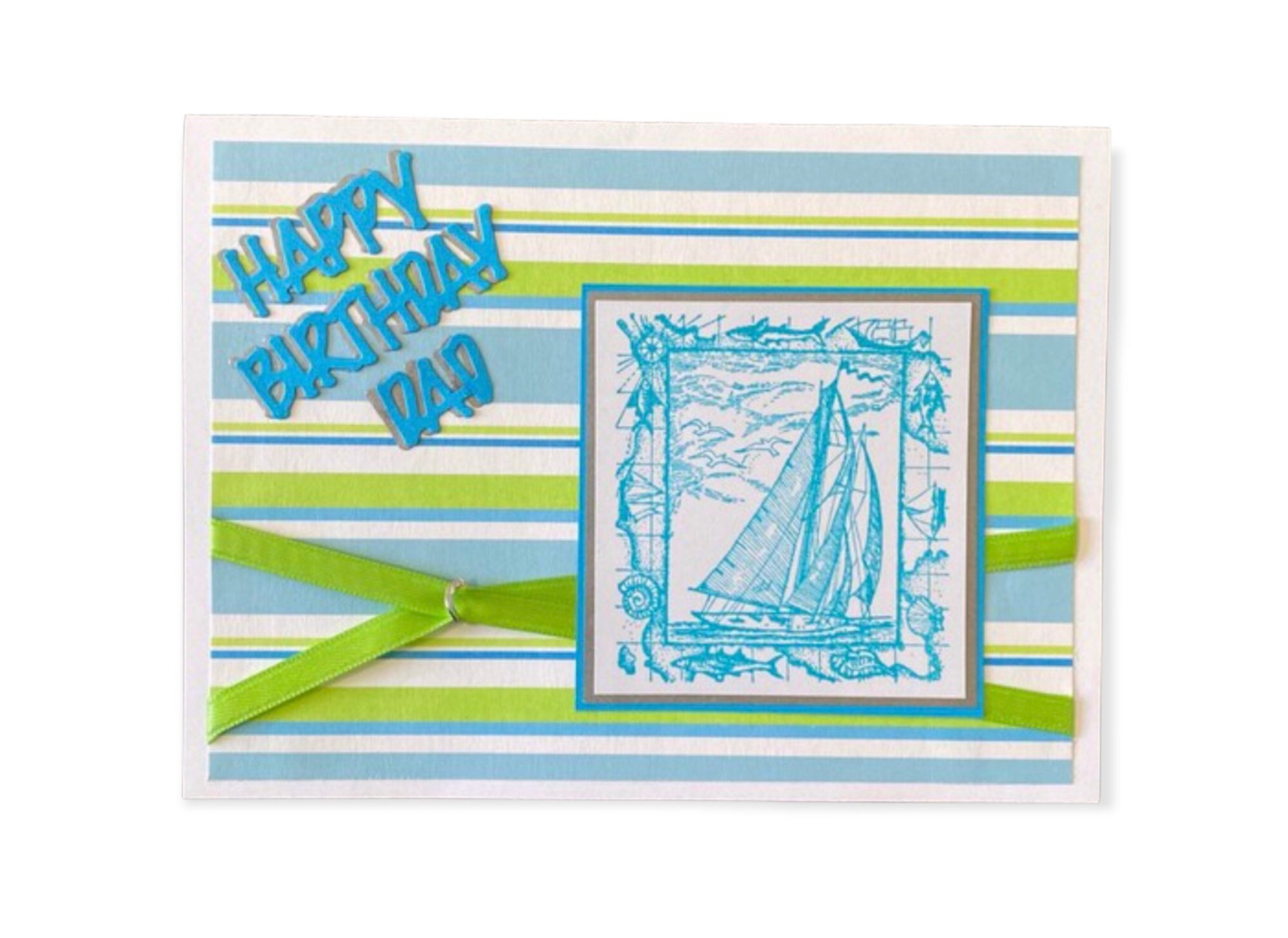 Sailboat Birthday Card for Dad, Handmade 5x7 Ocean Theme Greeting Card ...