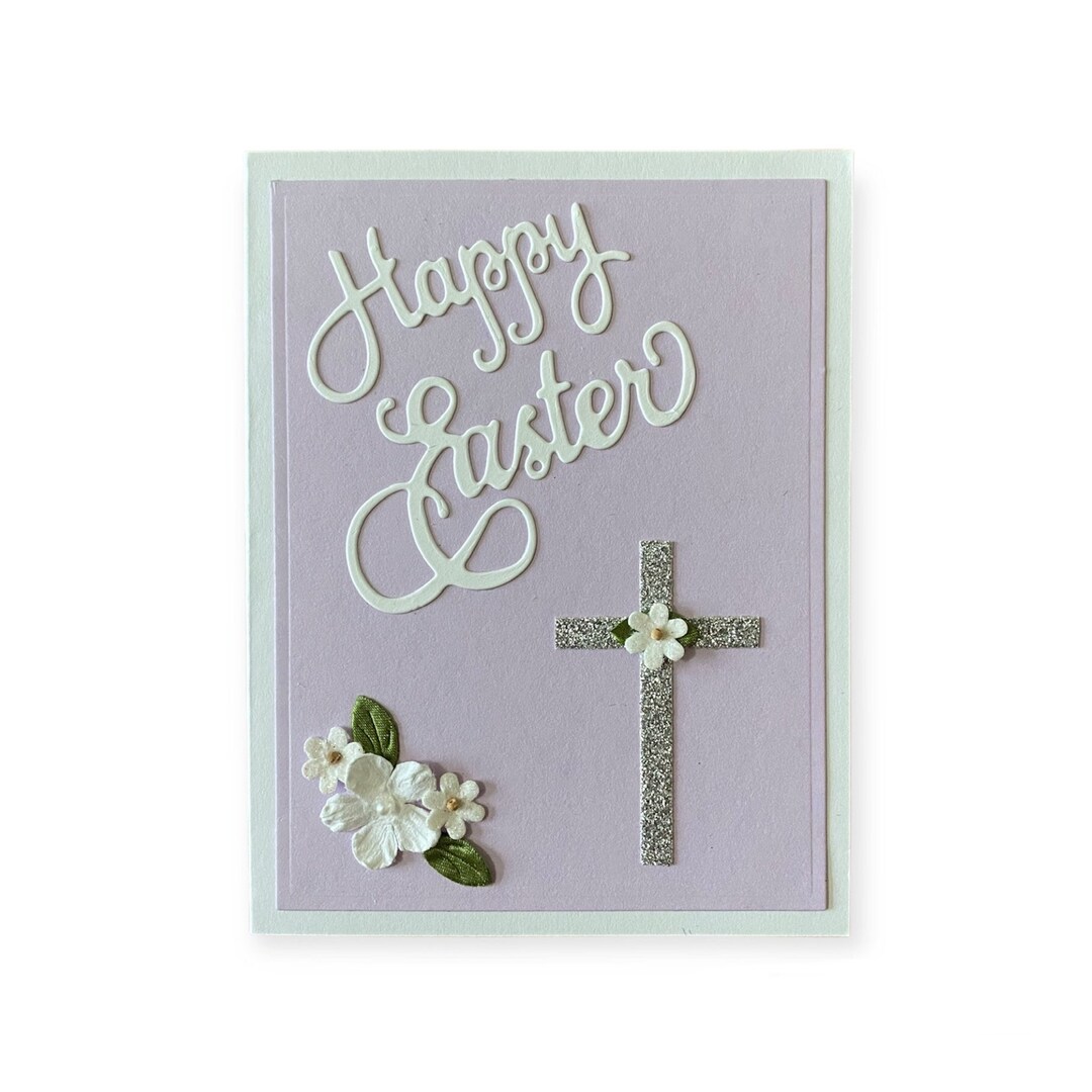 Religious Easter Card With Cross & Flowers, He is Risen Greeting Card ...