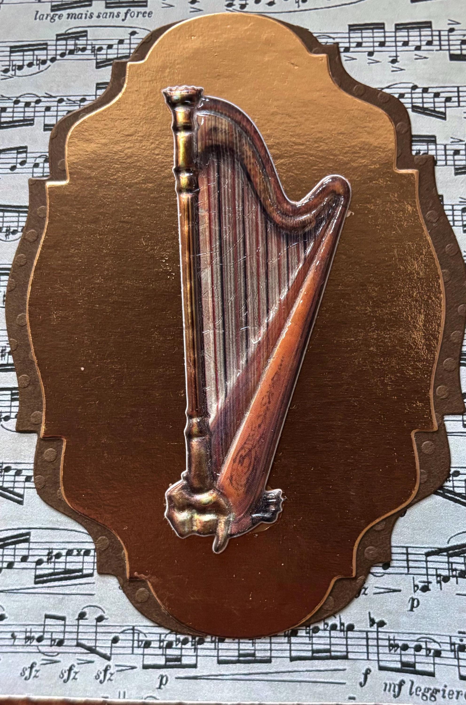 Harp Note Card: Rose Gold Music Themed Greeting - Etsy