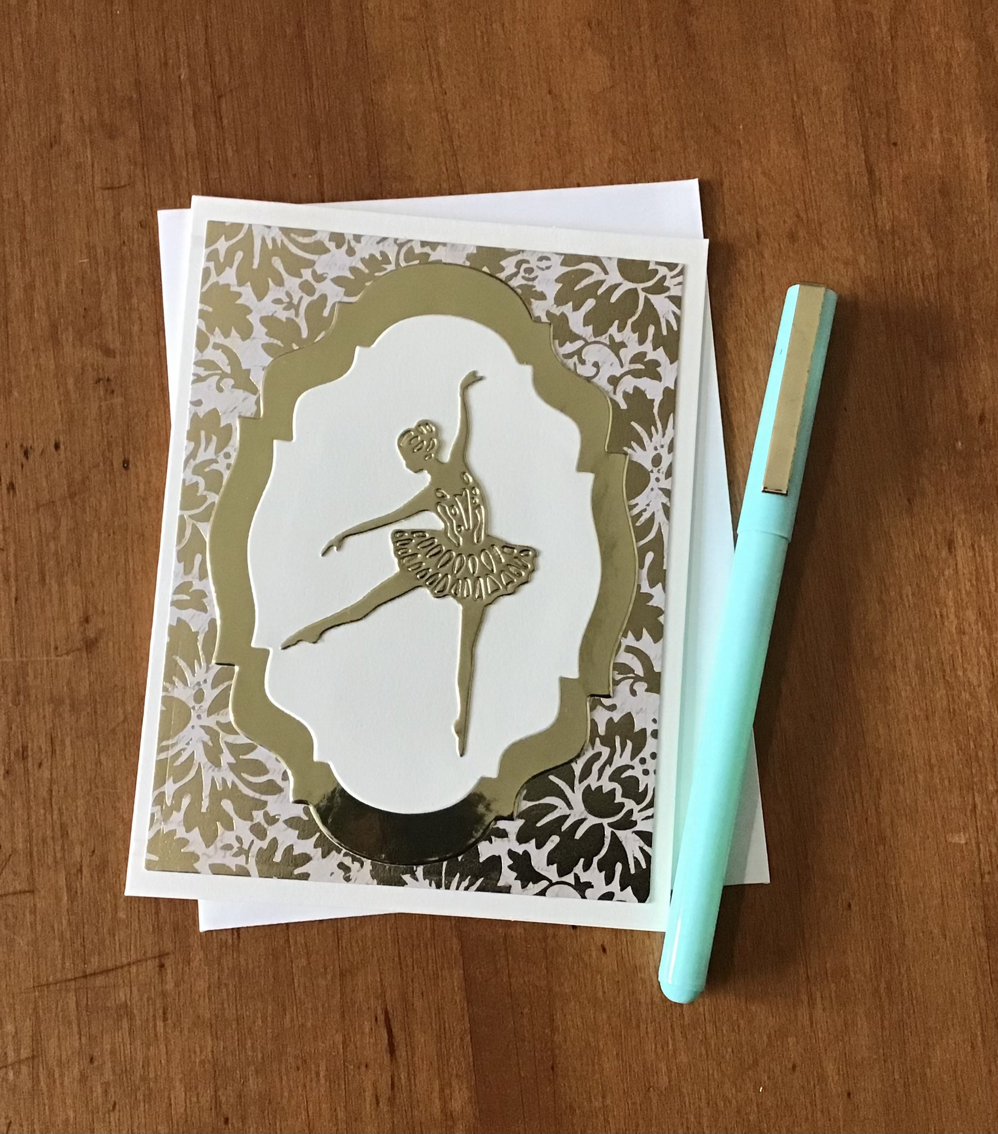 Ballerina Note Card, Ballet Dancer Blank Handmade Greeting Card for ...